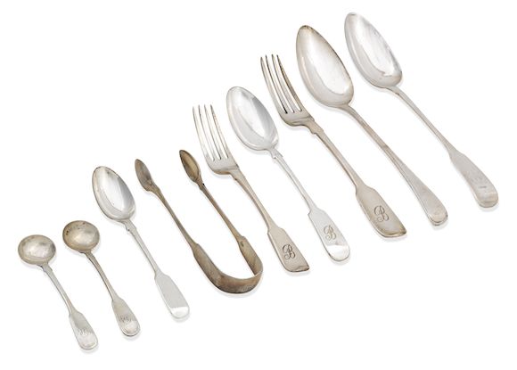 Bonhams : A composite part canteen of silver flatware various makers ...