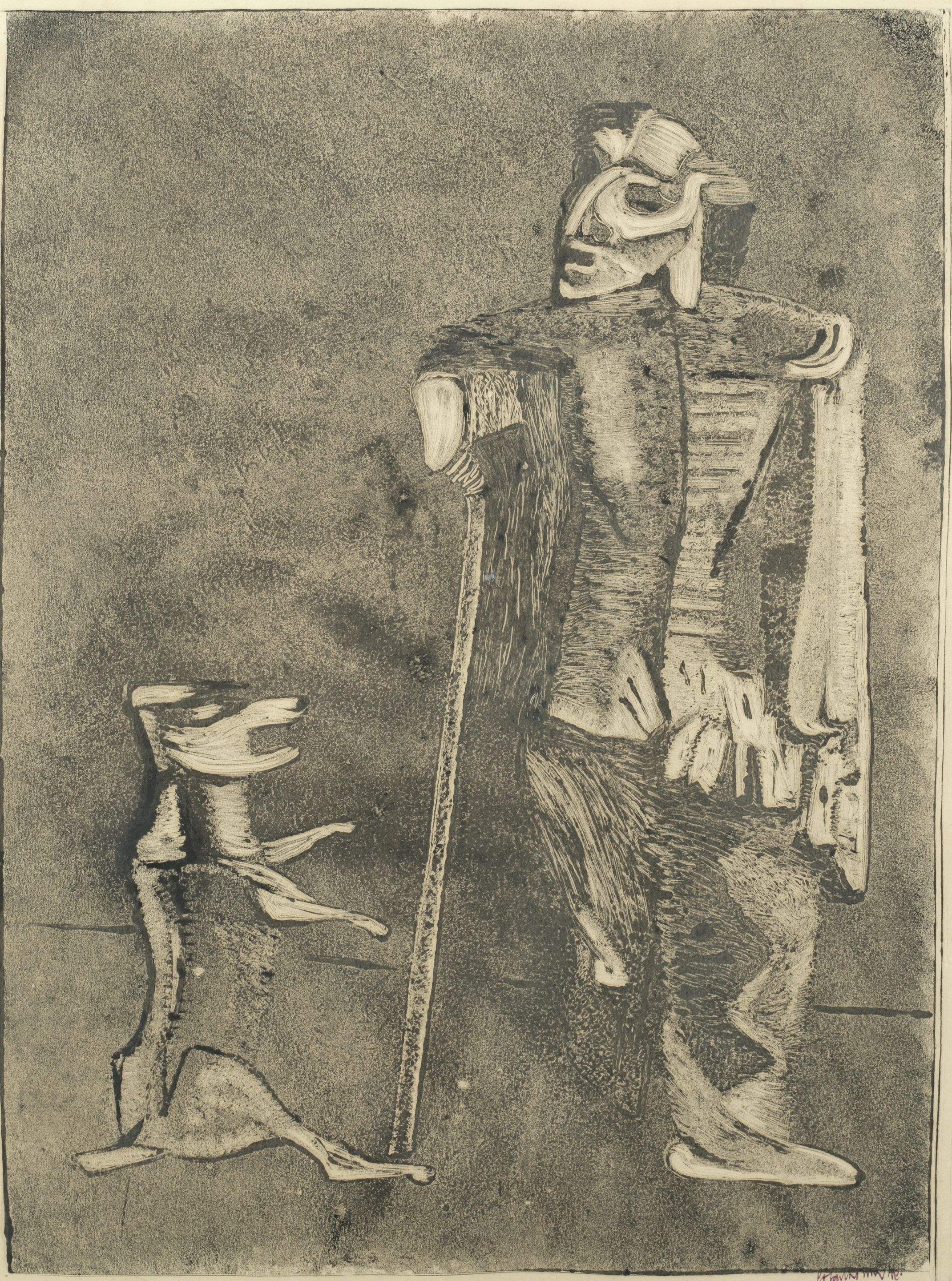 Bonhams : Robert Colquhoun (British, 1914-1962) Beggar and Dog Monotype ...