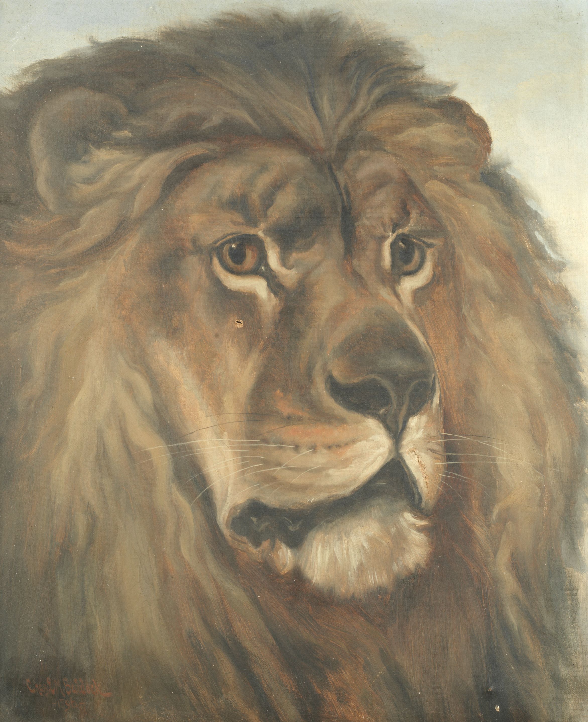 Bonhams : Charles Edwin Baldock (British, 19th Century) Head of a lion ...