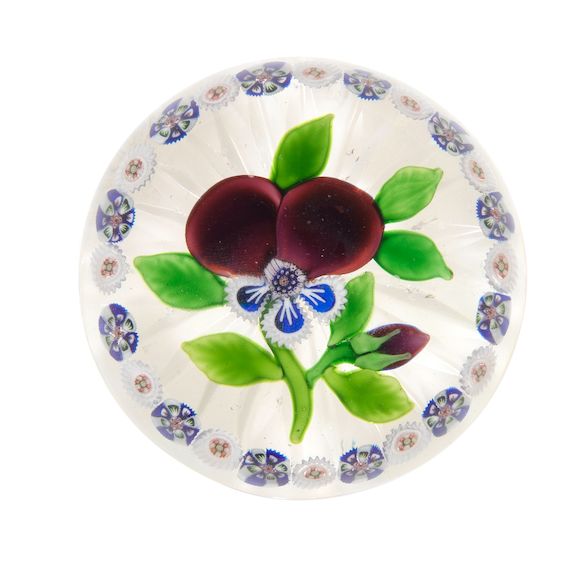 Bonhams : A Baccarat garlanded pansy paperweight, circa 1850