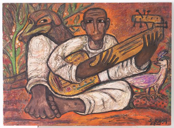 Bonhams : Samir Rafi (Egypt, 1926-2004) Seated Musician