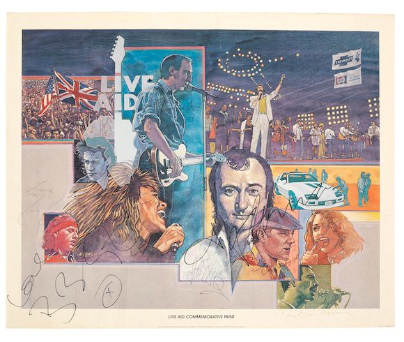 Bonhams : Live Aid: A commemorative print signed by various musicians ...