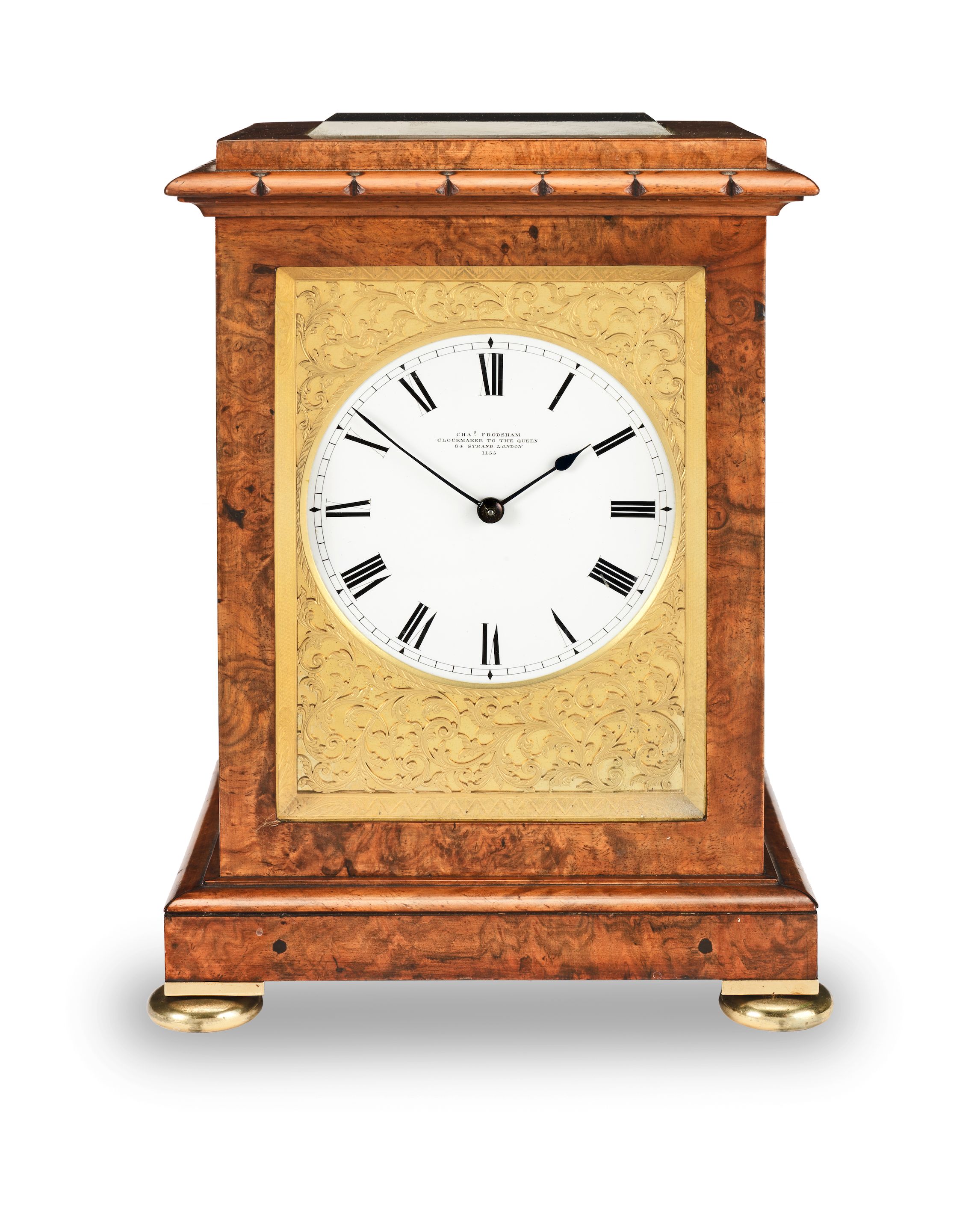 Bonhams : A fine mid 19th century burr walnut table clock with balance ...