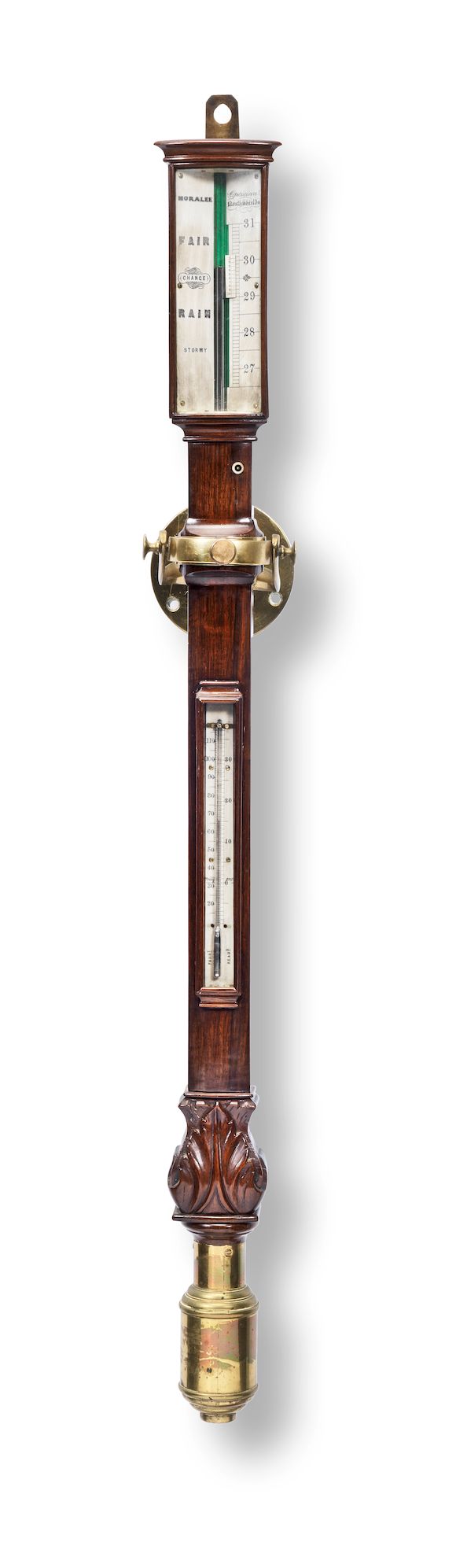 Bonhams : A mid 19th century mahogany rosewood marine stick barometer ...