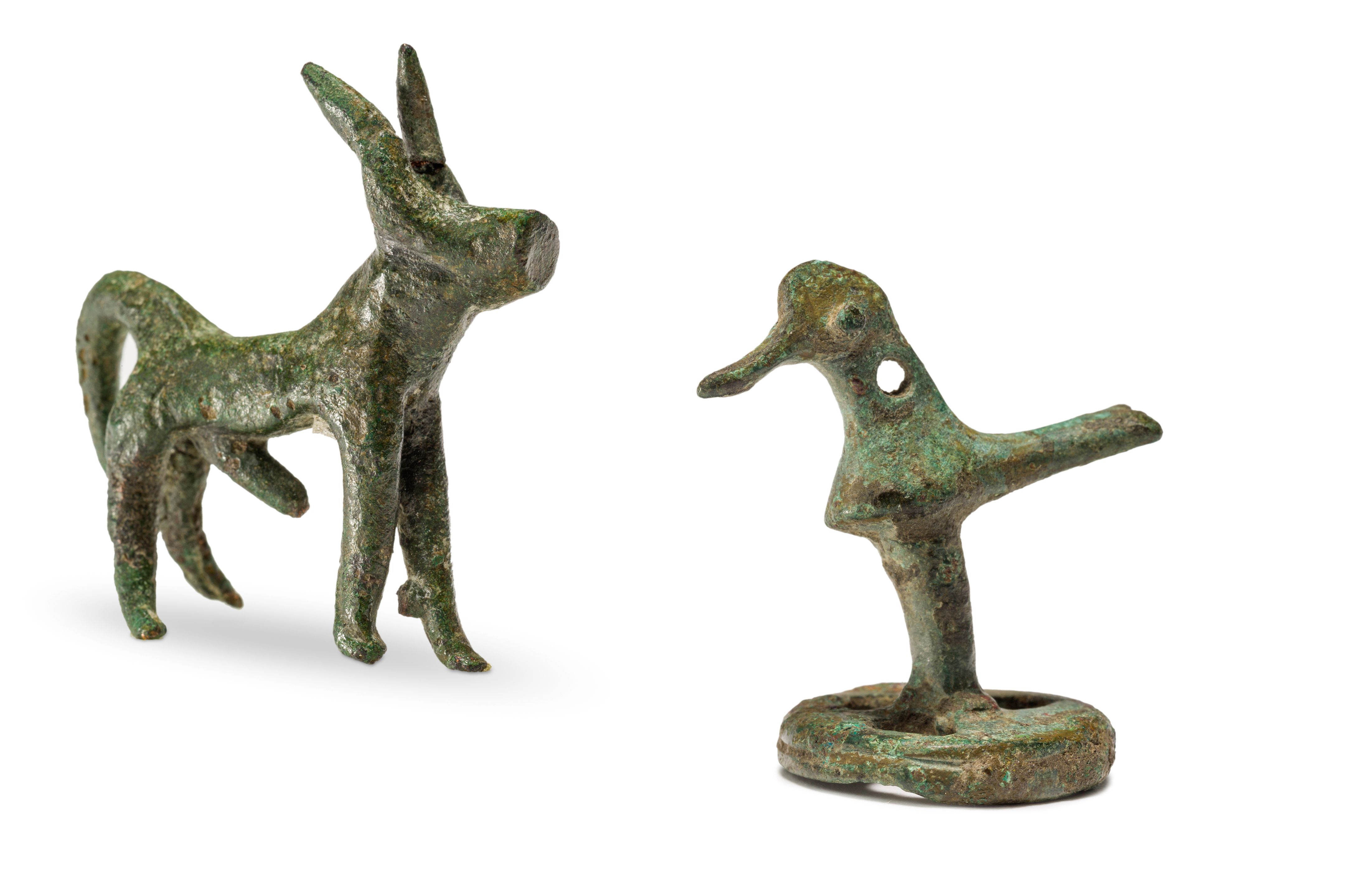 Bonhams : A Greek bronze ithyphallic bull and a Greek bronze bird 2