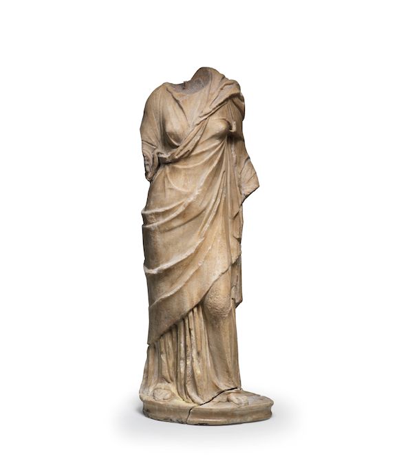Bonhams : A Roman marble draped female figure
