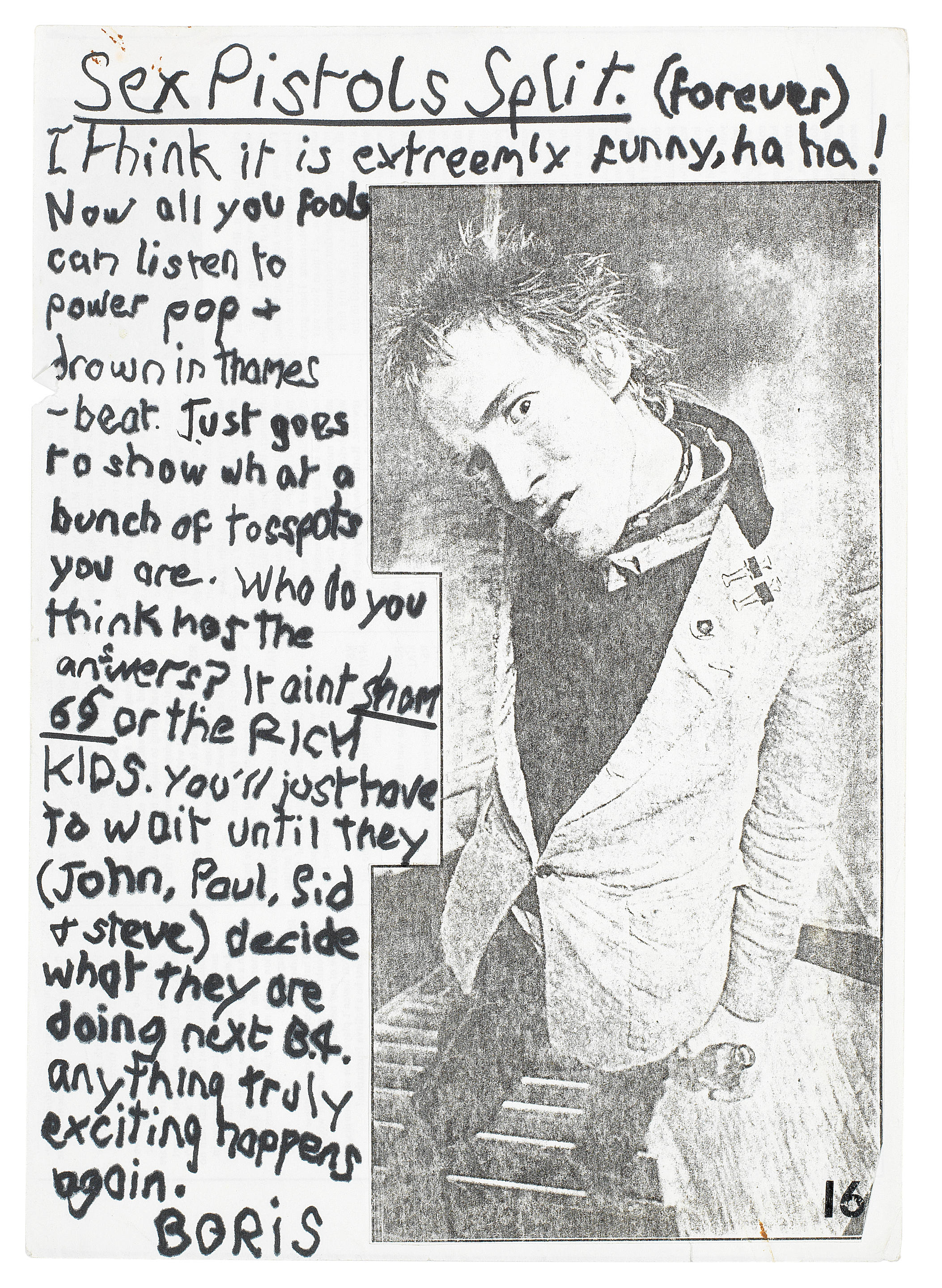 Bonhams Sex Pistols Sex Pistols Split Forever Flyer 1978