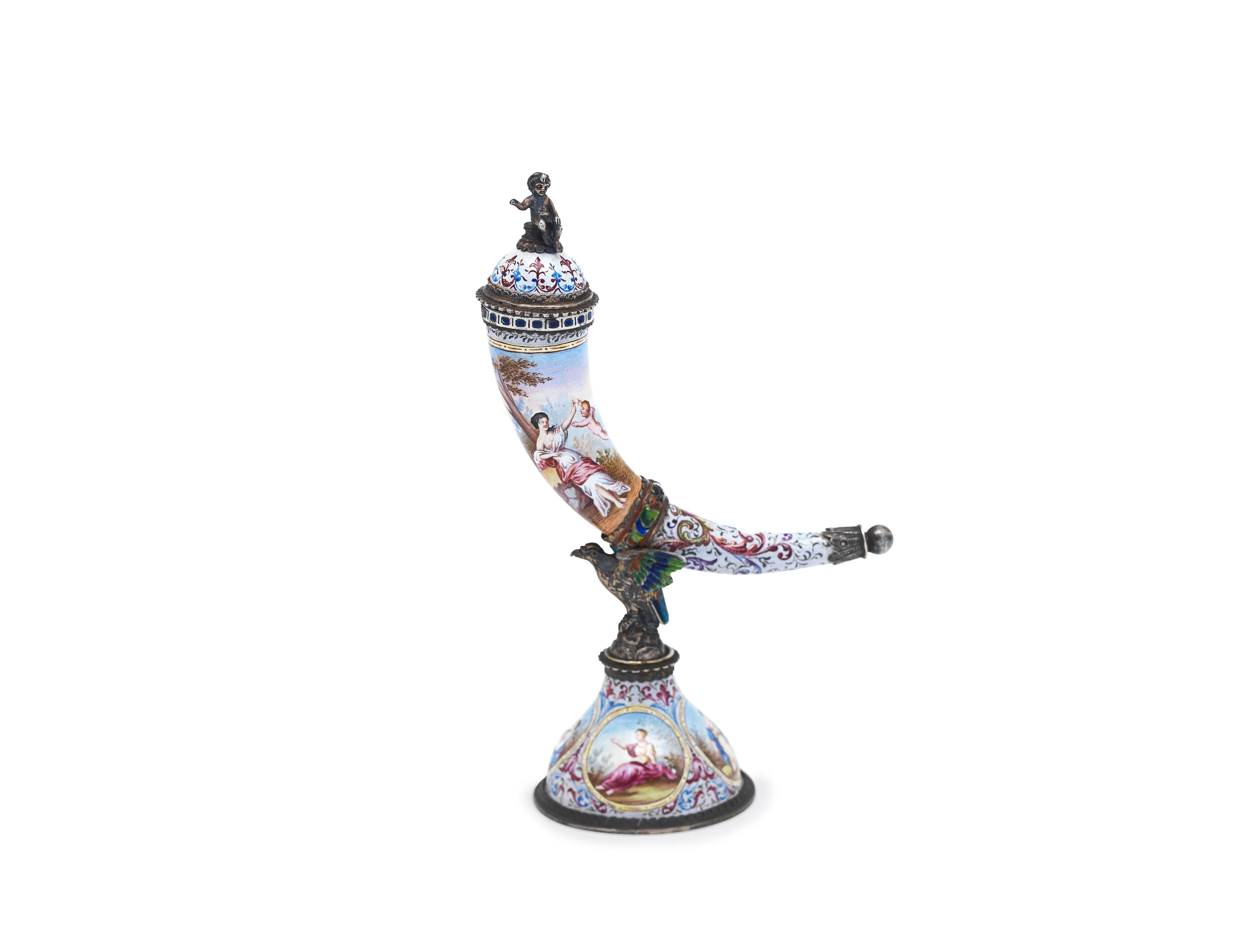 Bonhams : An Austrian silver and enamel covered horn by Herman Böhm ...