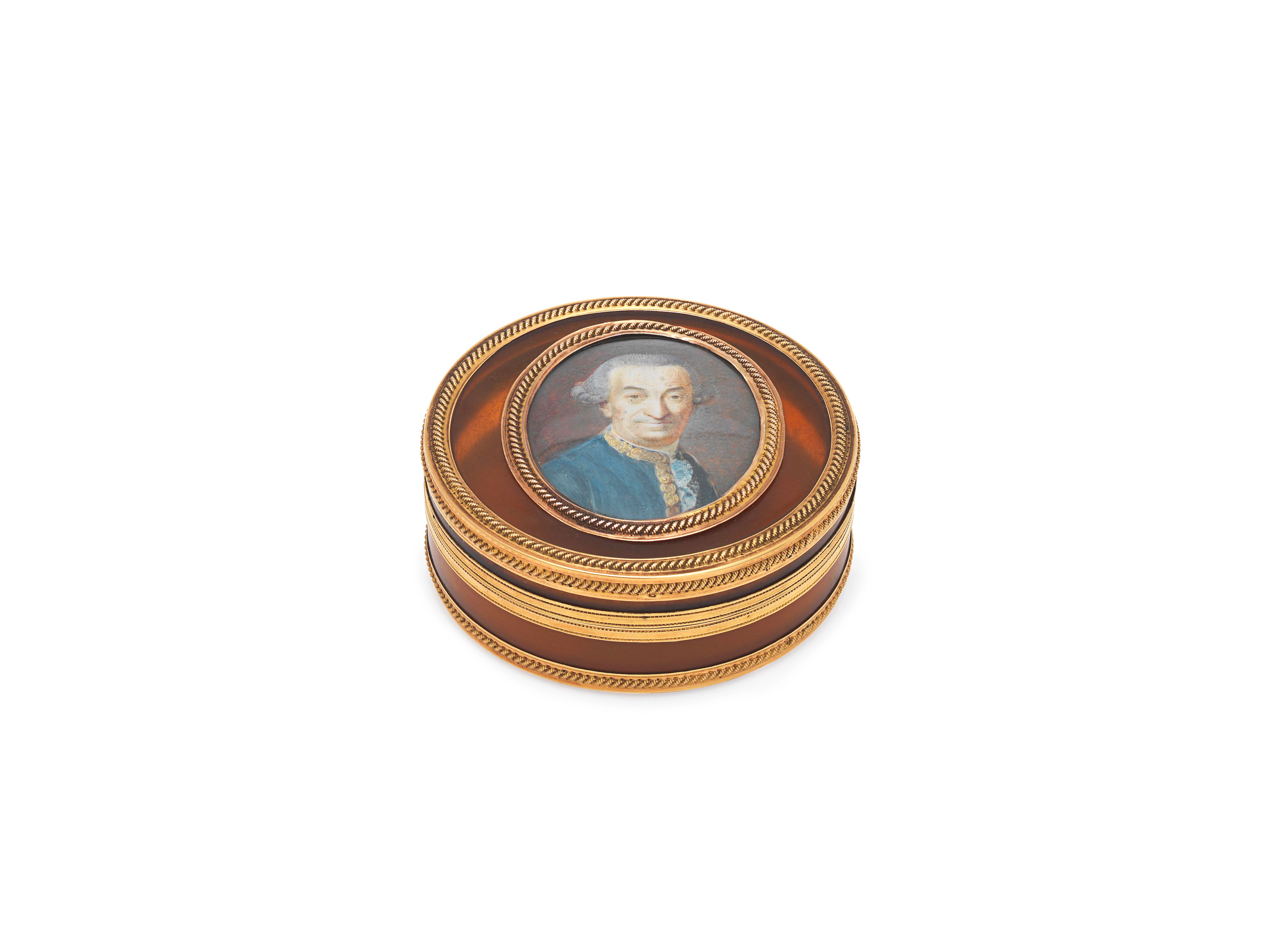 Bonhams : An 18th century French gold-mounted horn box Paris warden's ...
