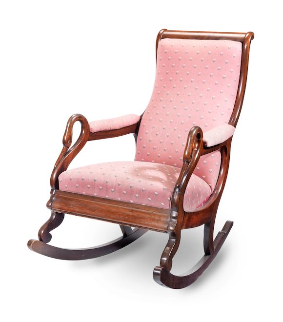 Bonhams : An early 20th century mahogany 'gooseneck' rocking chair ...