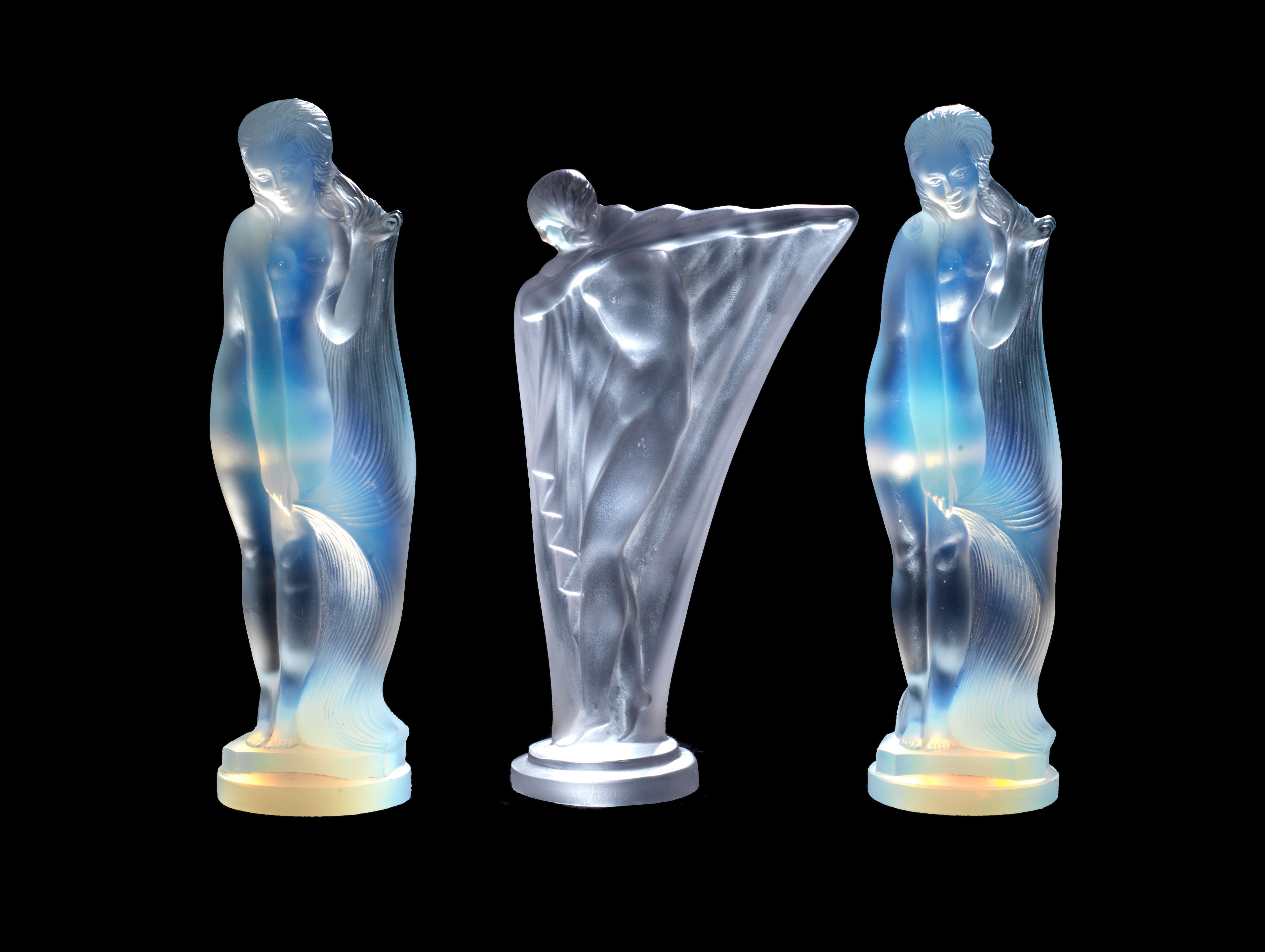 Bonhams Cars : Two Art Deco 'Nu Longs Cheveux' mascots in opalescent ...