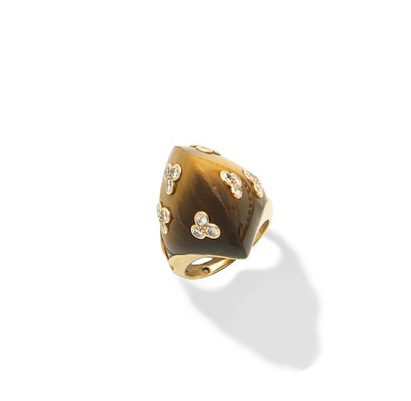 Bonhams : A tiger's eye and diamond dress ring, by Boucheron, circa 1970