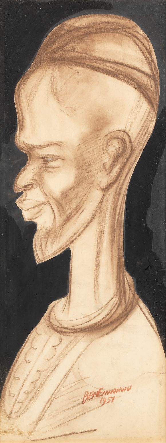 Bonhams : Benedict Chukwukadibia Enwonwu M.B.E (Nigerian, 1917-1994) Profile of a Hausa man