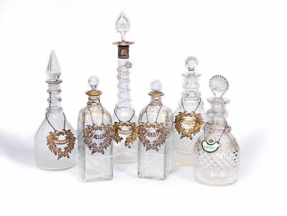 Bonhams : A set of six 19th century silver decanter labels Together ...