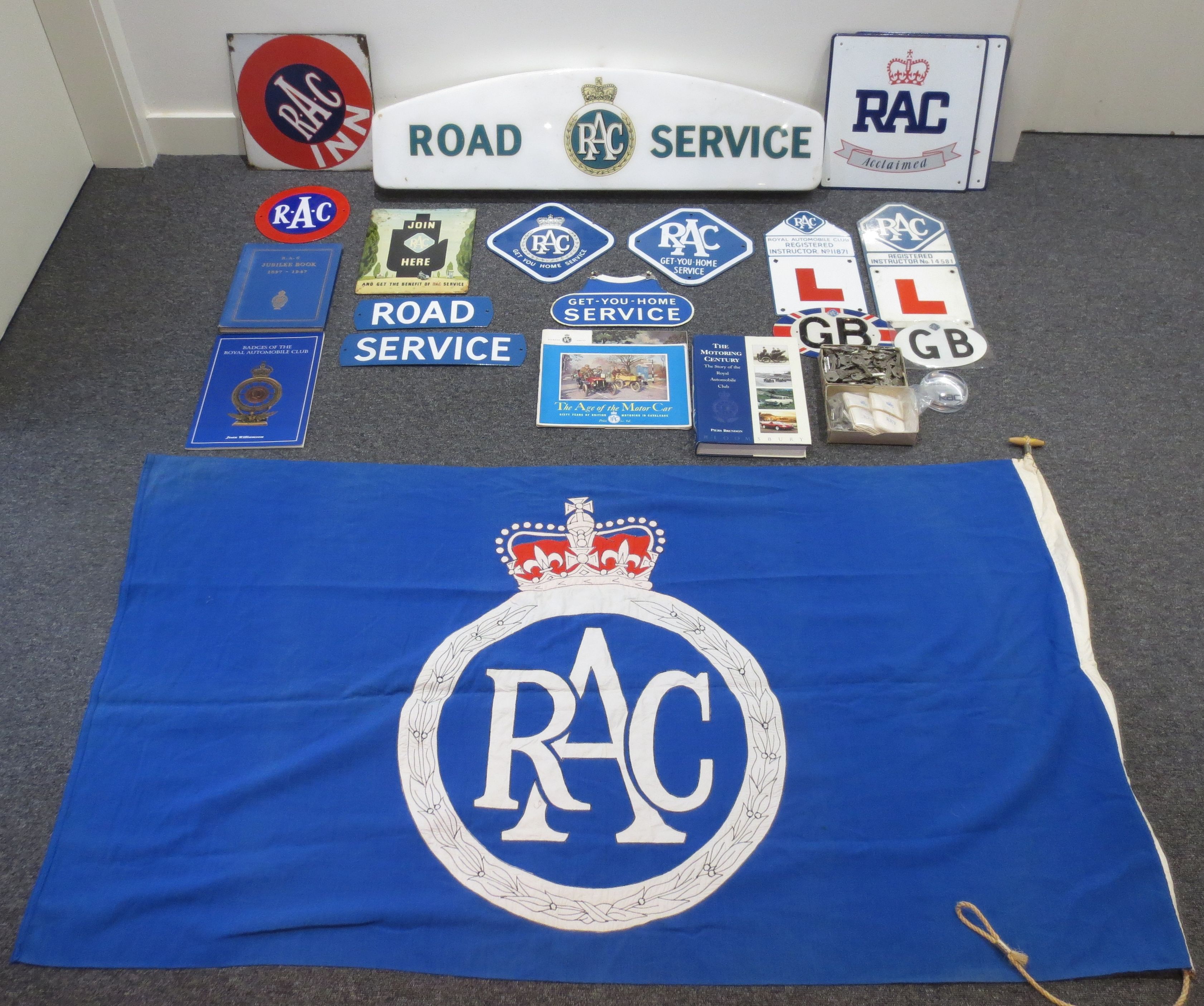 Bonhams Cars : Assorted RAC signs and collectibles, ((Qty))