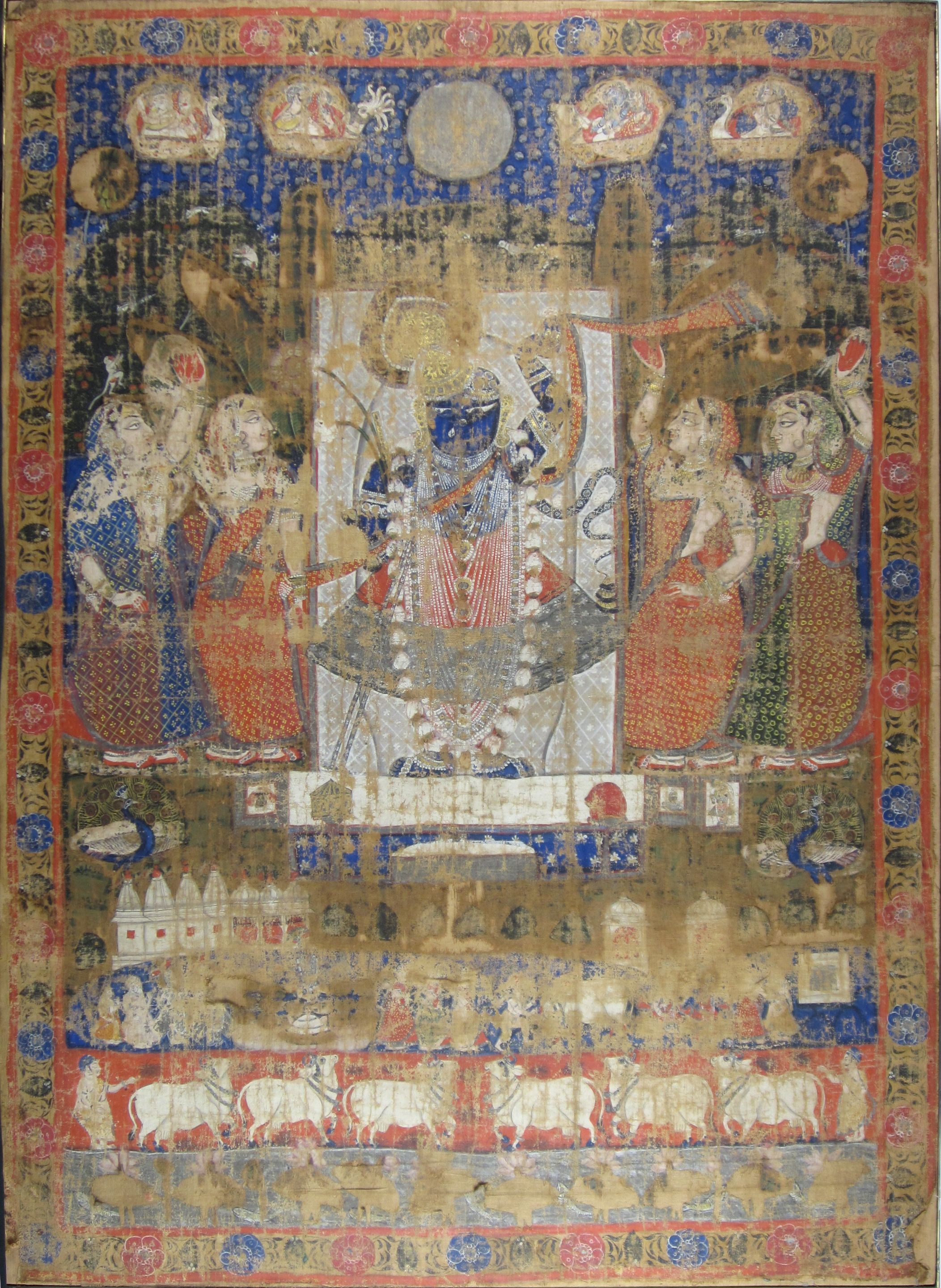 Bonhams : A cloth painting depicting Sri Nath-ji Nathdwara, Kotah, 19th ...
