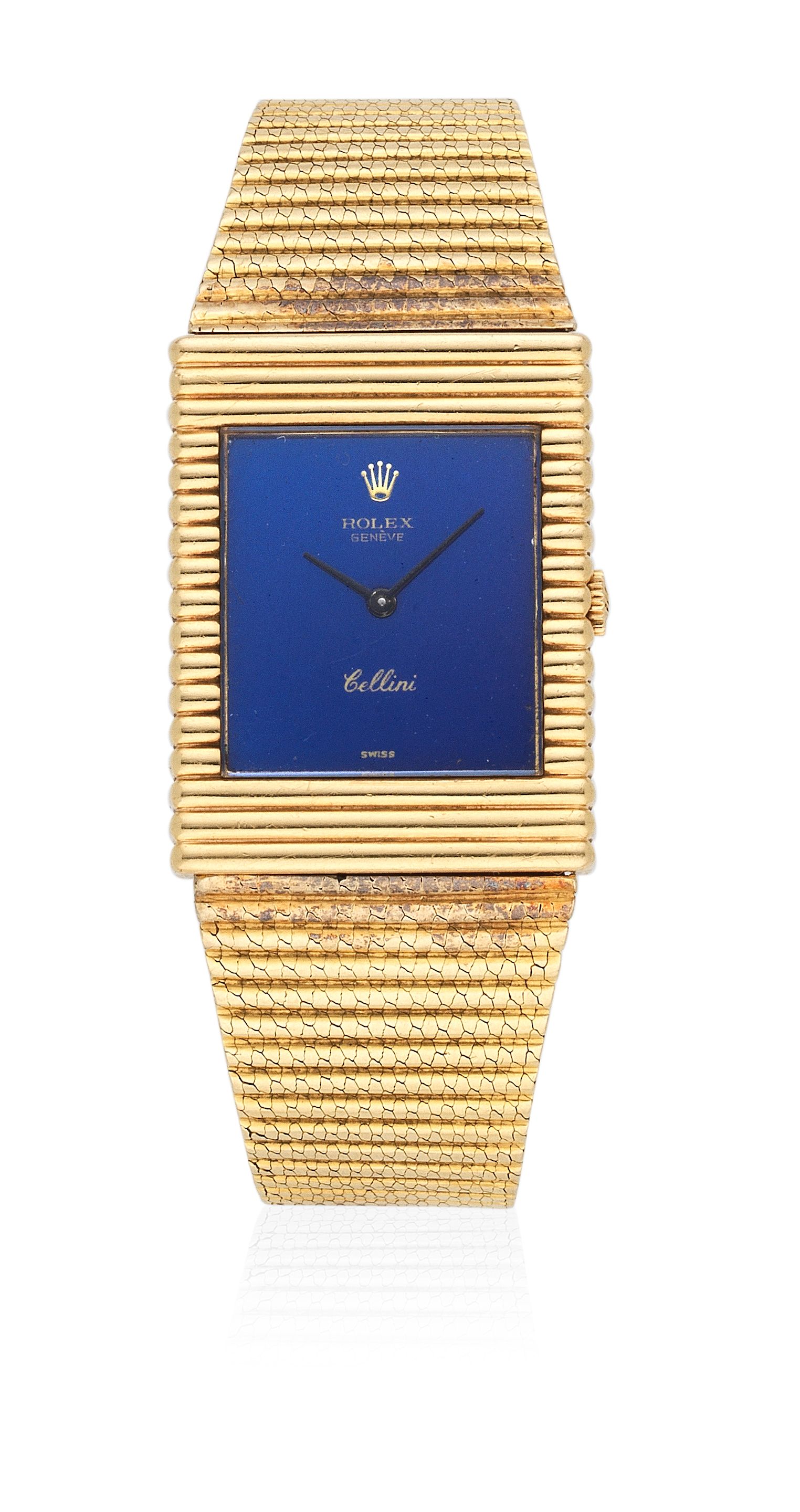 Bonhams : Rolex. An 18K gold manual wind rectangular bracelet watch ...