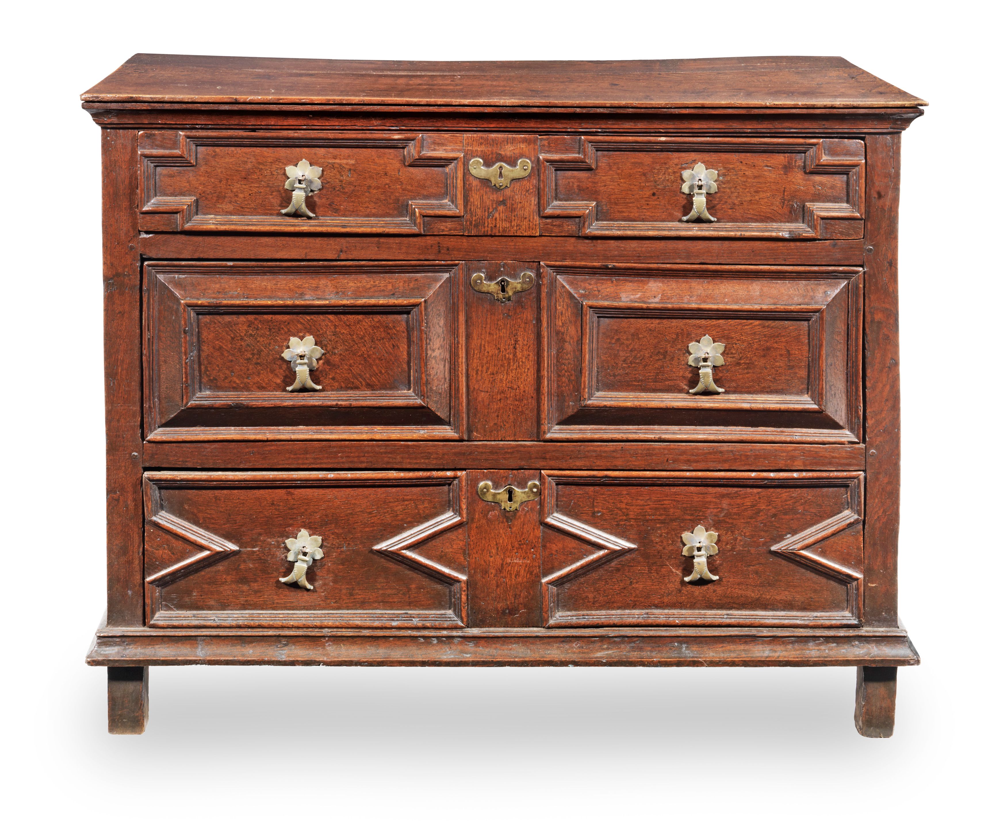 Bonhams : A joined oak chest of drawers, English, circa 1700