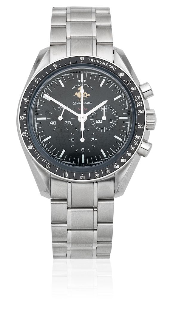 Bonhams : Omega. A limited edition stainless steel manual wind ...