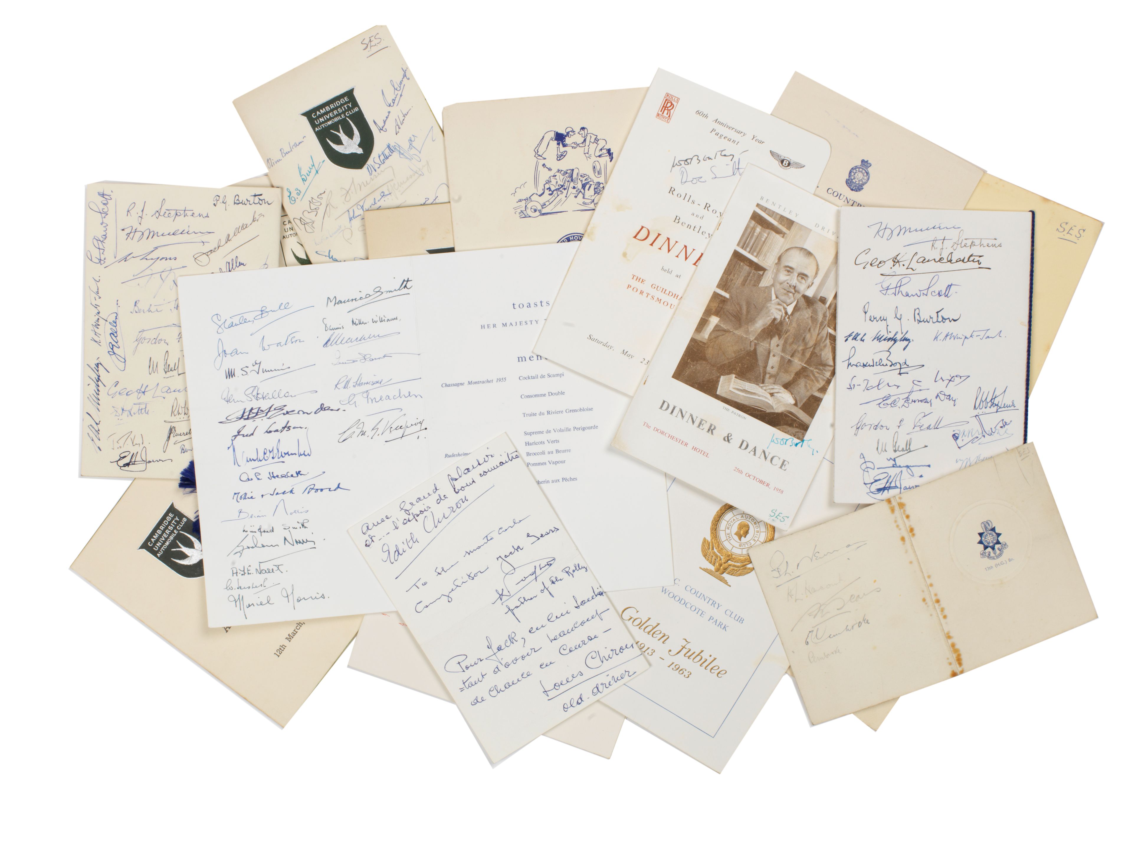 Bonhams Cars : Twenty-one assorted menus for events attended by Stanley ...