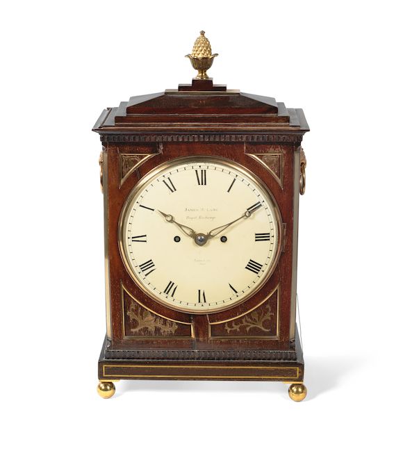 Bonhams : An early 19th century brass inlaid mahogany table clock the ...