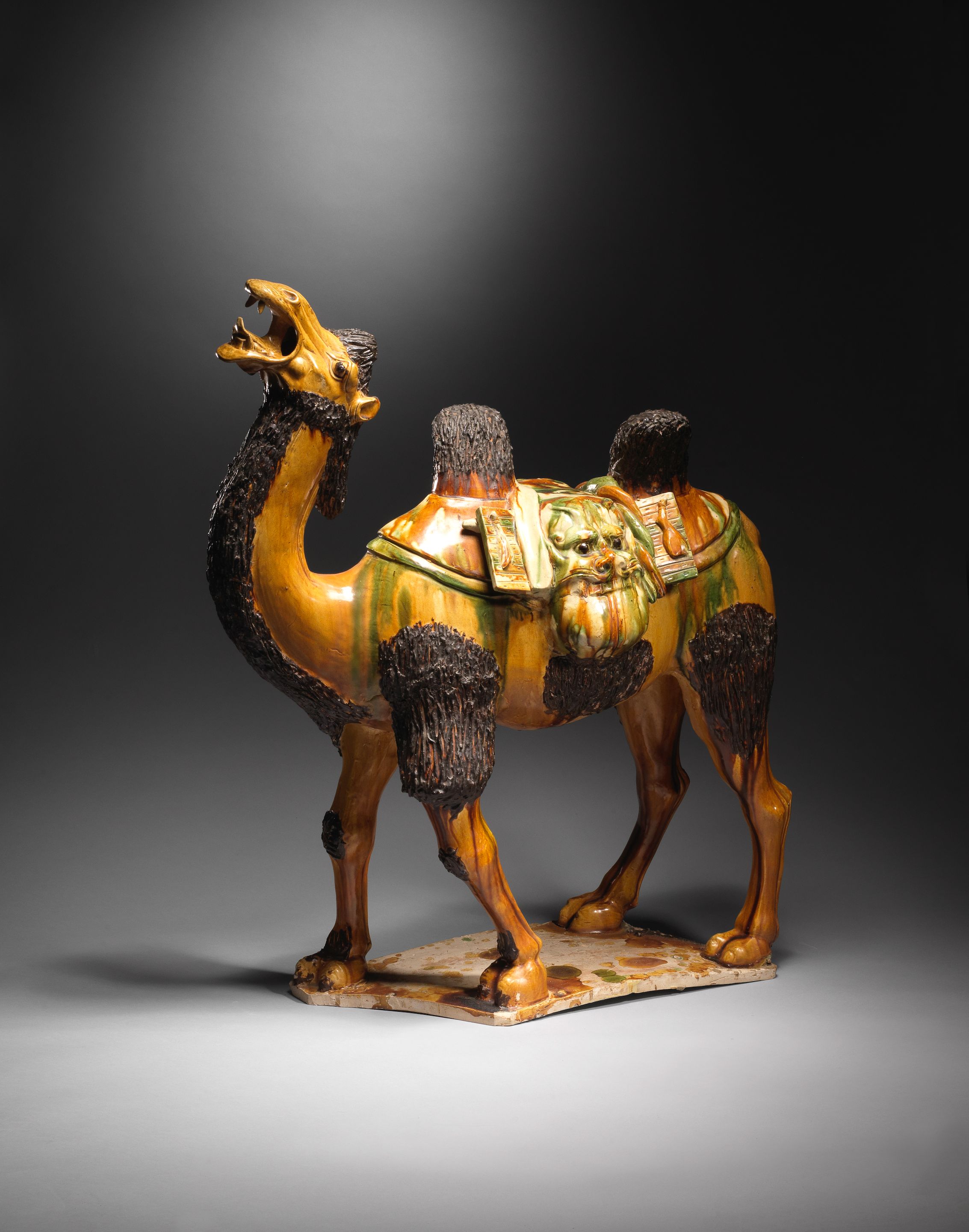 Bonhams : A magnificent and massive sancai-glazed model of a Bactrian ...