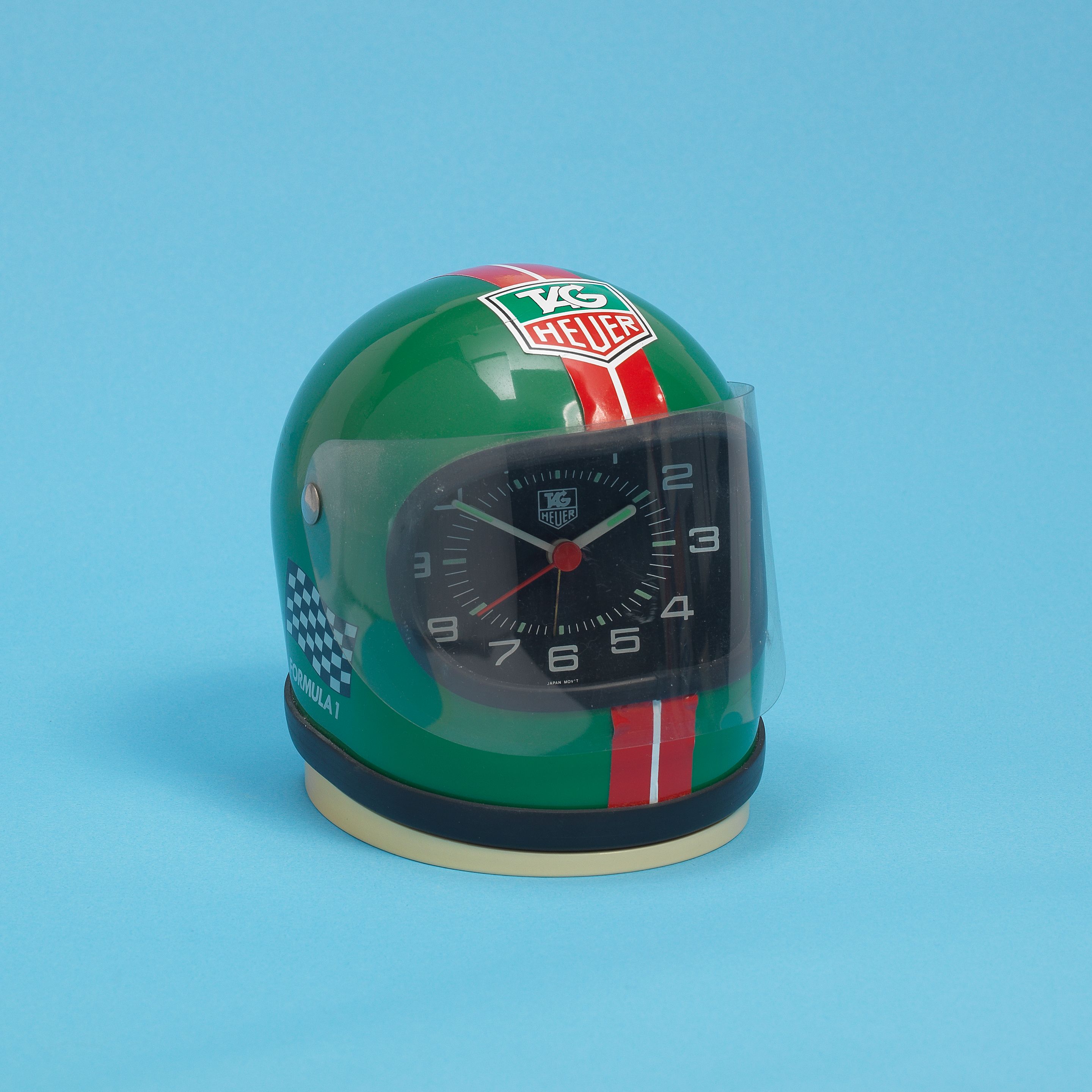 Bonhams : TAG Heuer. A miniature racing helmet desk clock with alarm ...