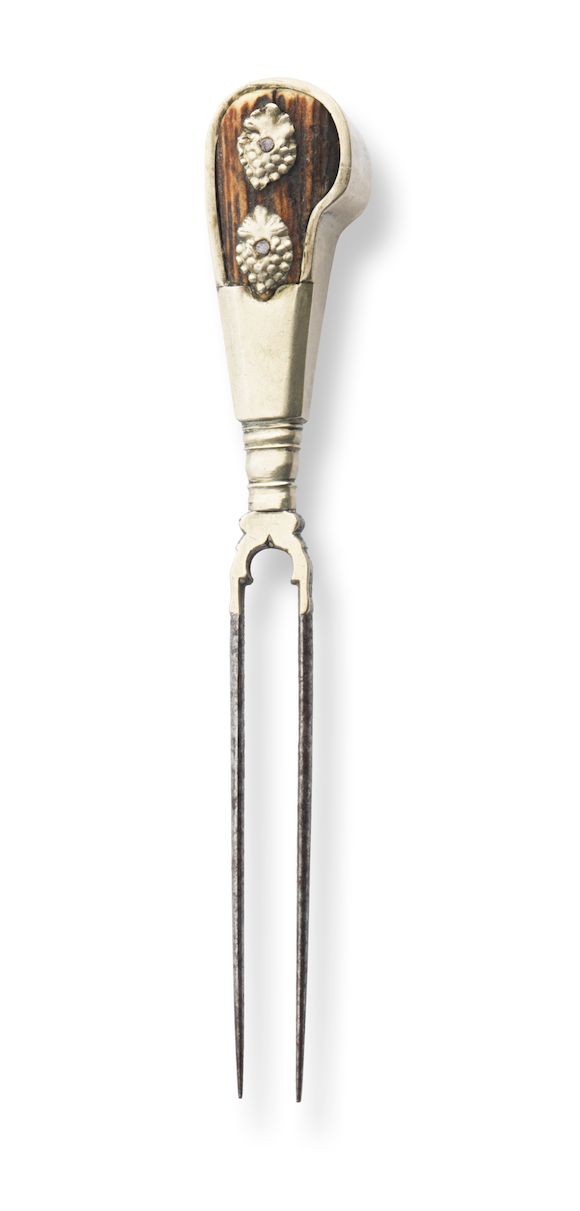 Bonhams : A mid-18th century steel and horn fork, German, circa 1750