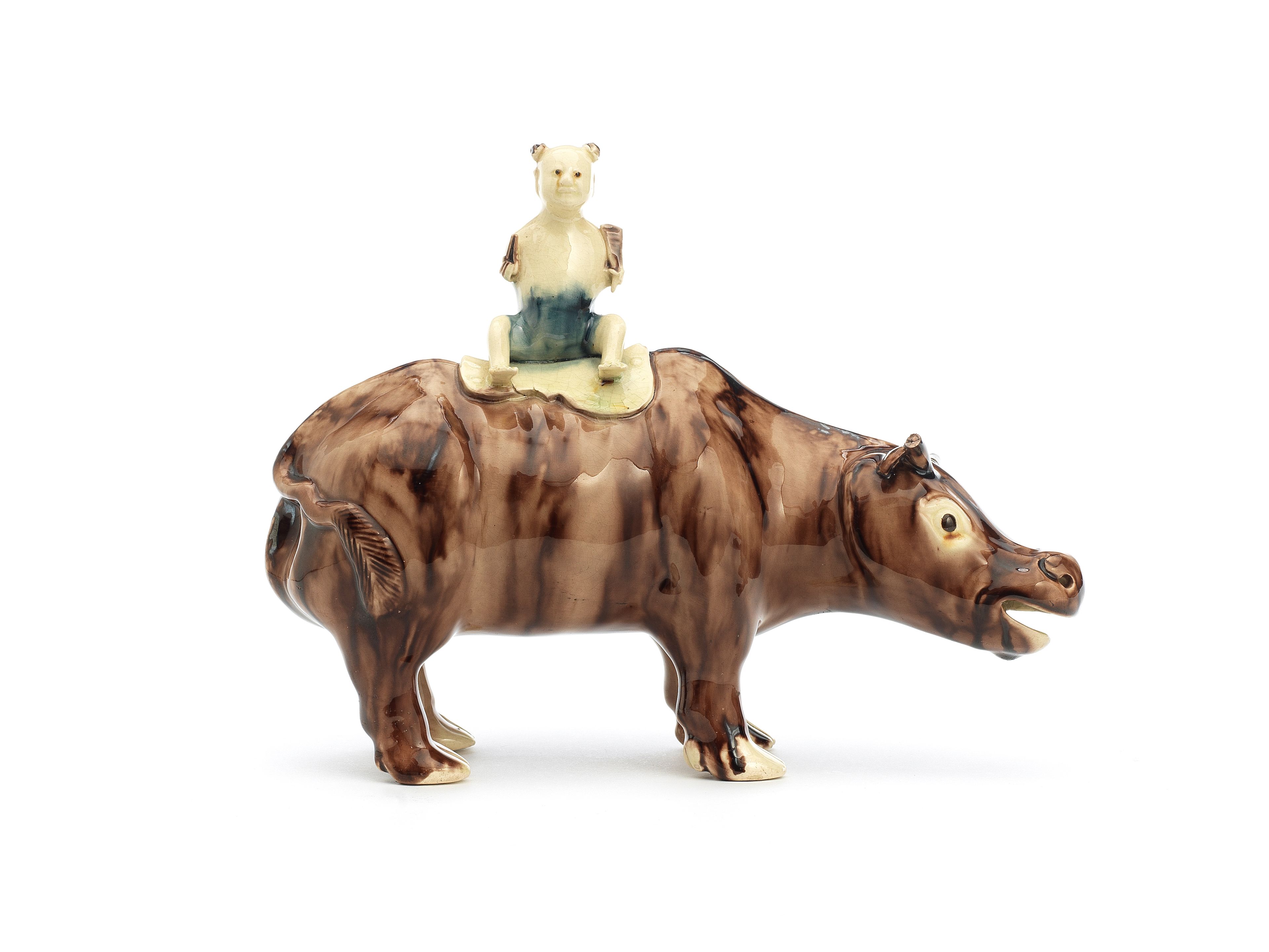 Bonhams : A rare Whieldon type model of a boy riding a water buffalo ...