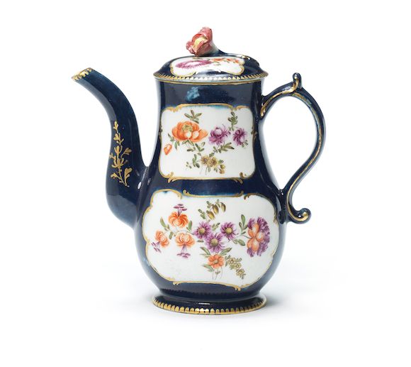 Bonhams : A rare Lowestoft coffee pot and cover, circa 1770-75
