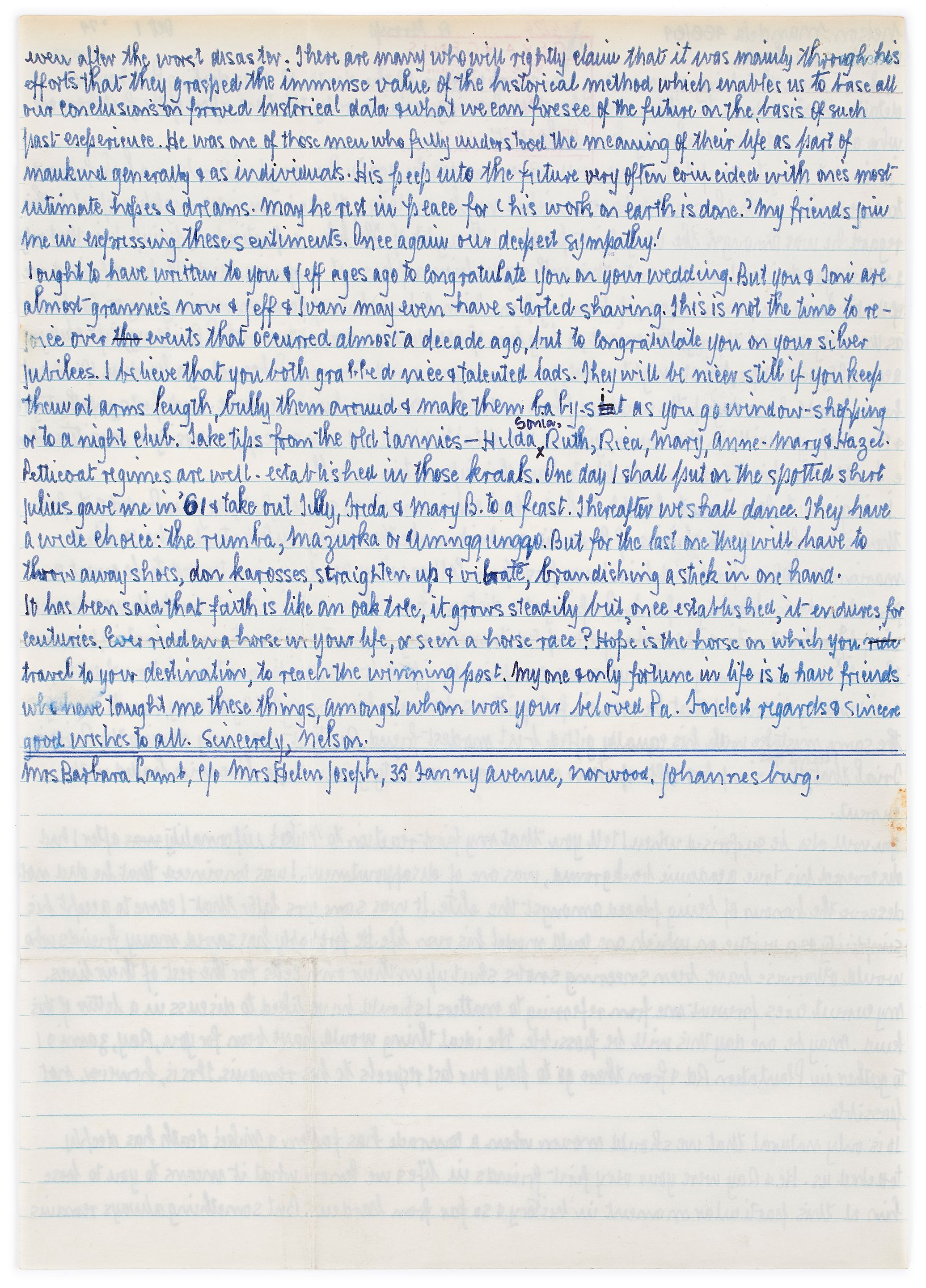 Bonhams : NELSON MANDELA (SOUTH AFRICAN, 1918-2013) Autograph letter ...