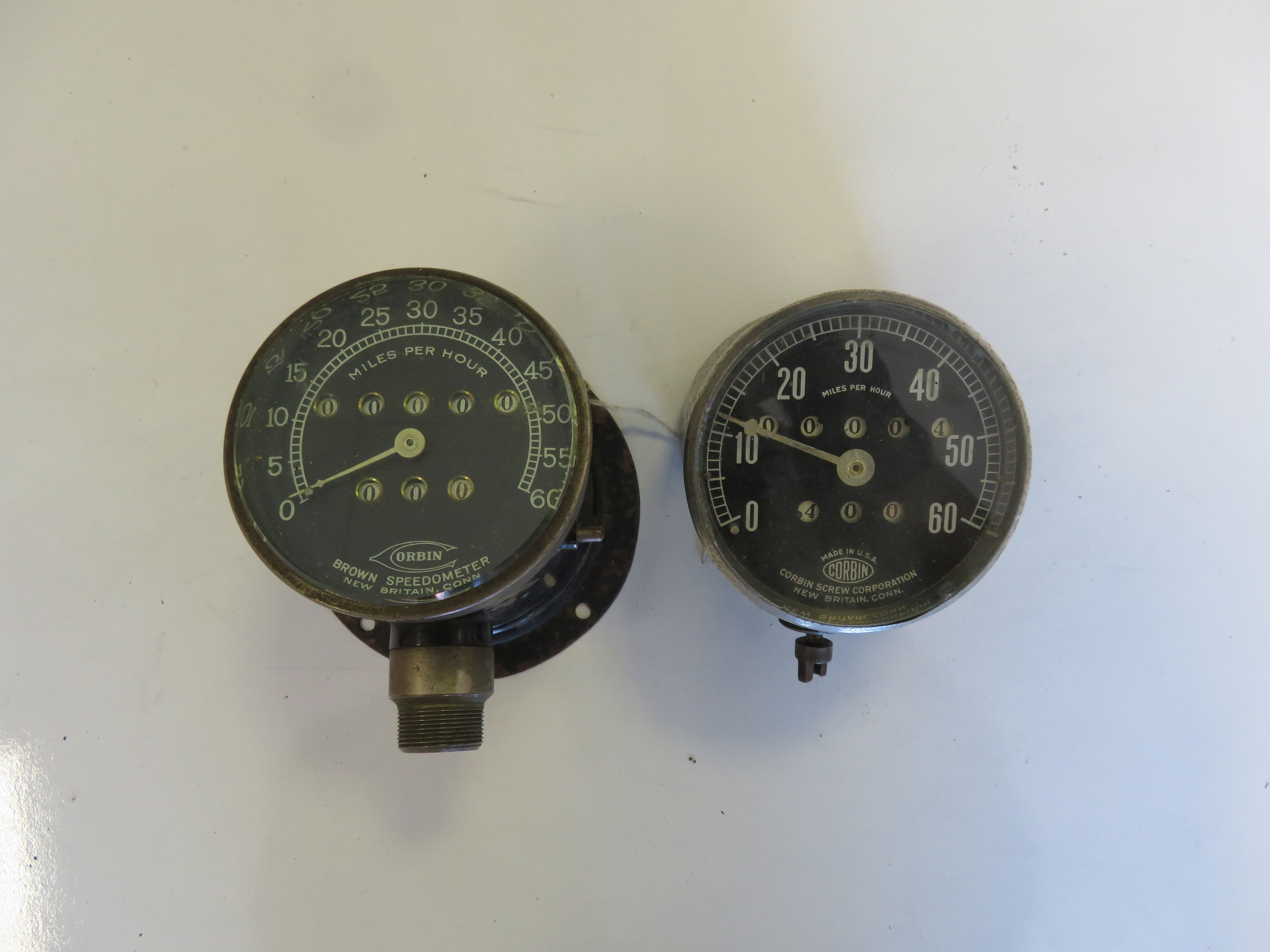 Bonhams Cars : Two Corbin 60mph speedometers