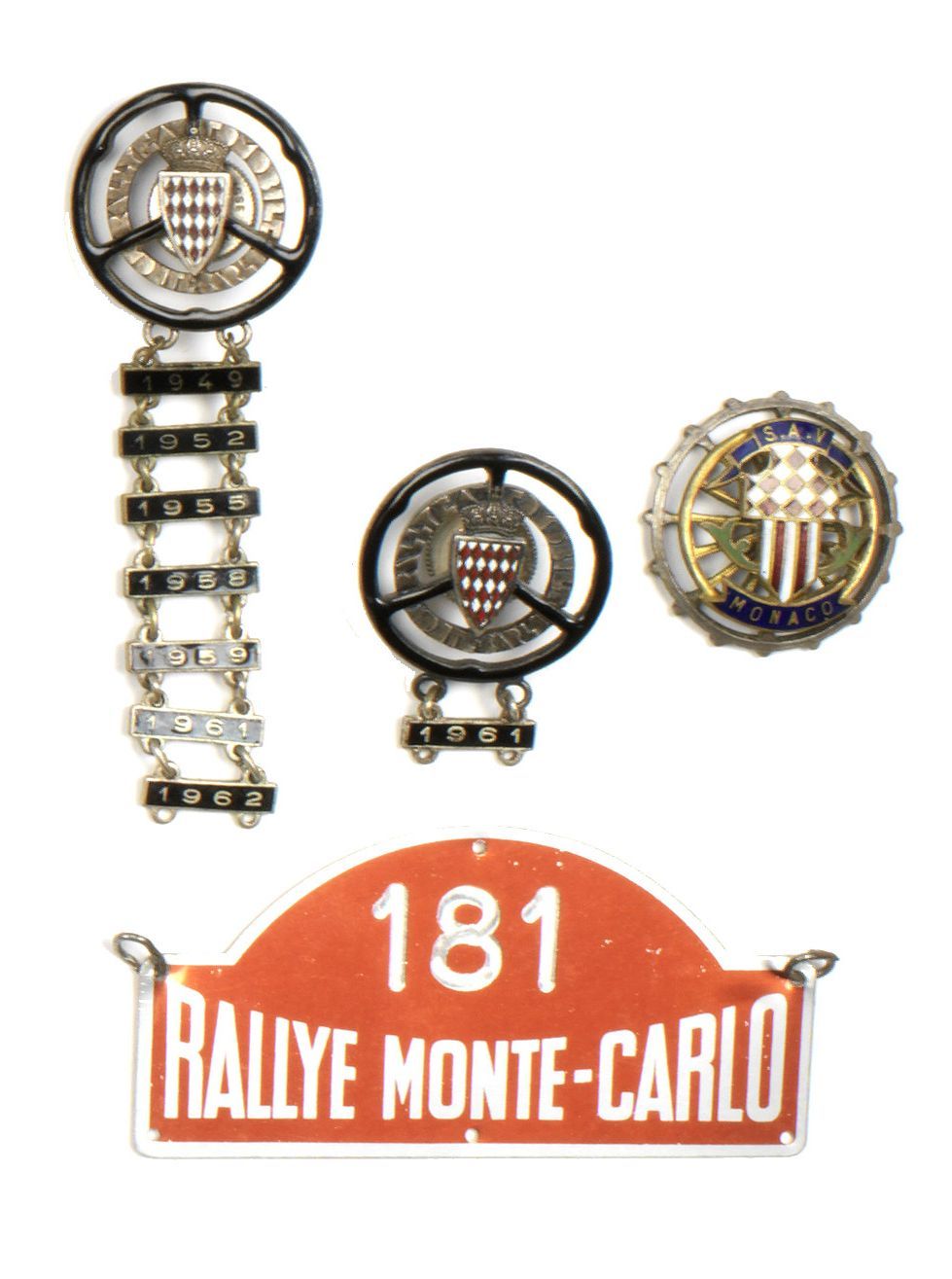 Bonhams Cars : Two Monte-Carlo Rallye enamel lapel badges,