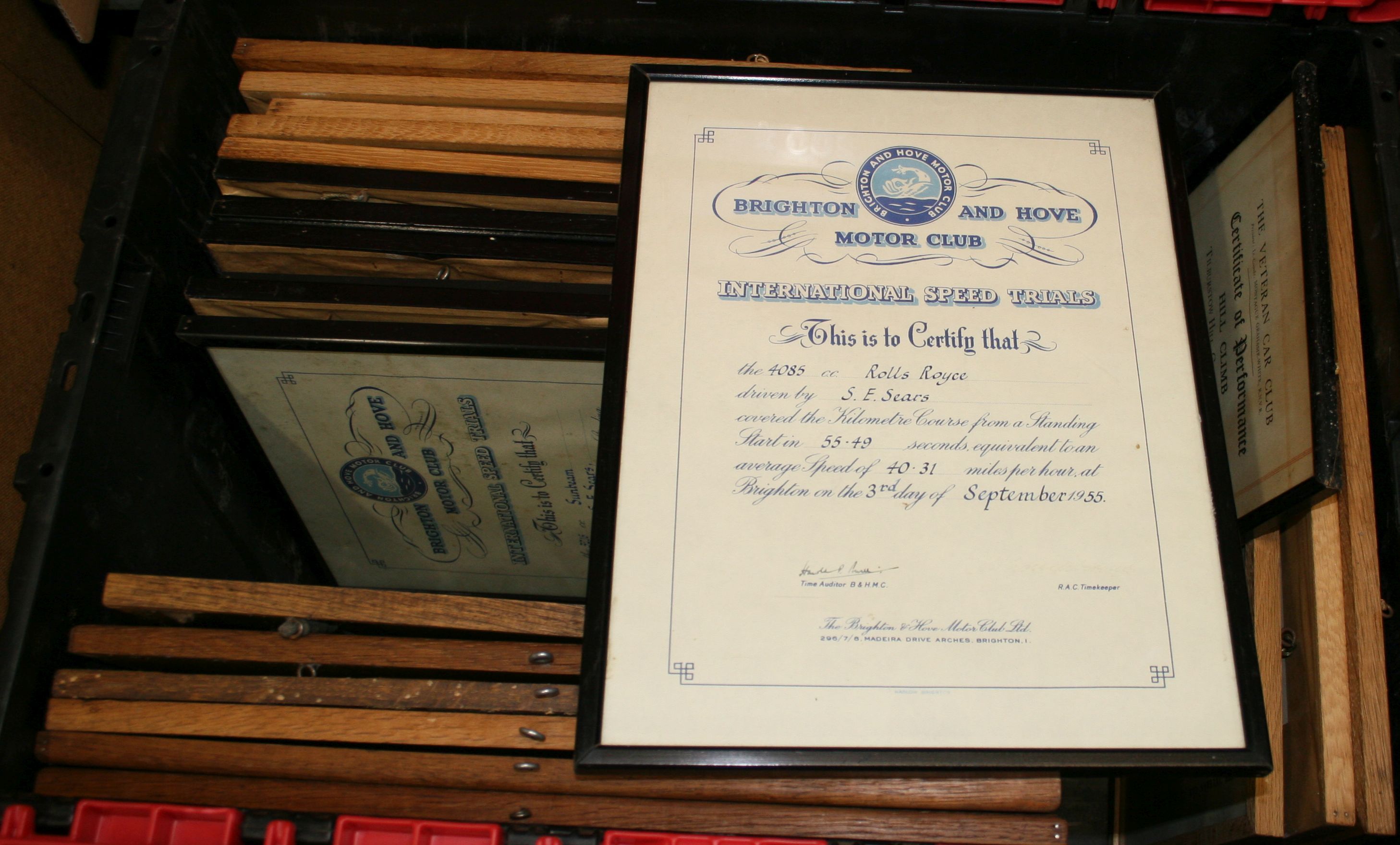 Bonhams Cars : Assorted motoring club certificates awarded to Stanley ...