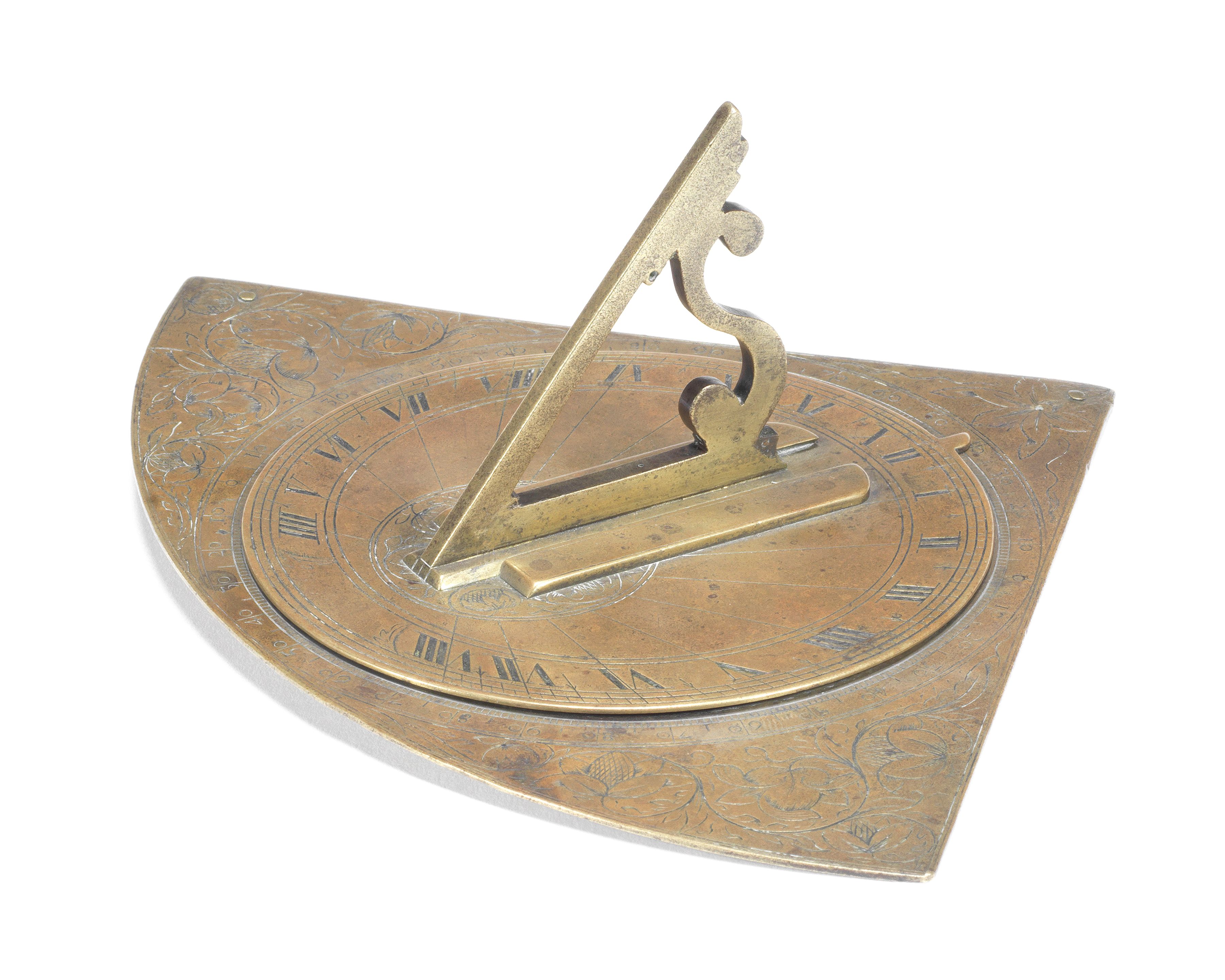 Bonhams : A brass combined Gunter quadrant and horizontal dial, English ...