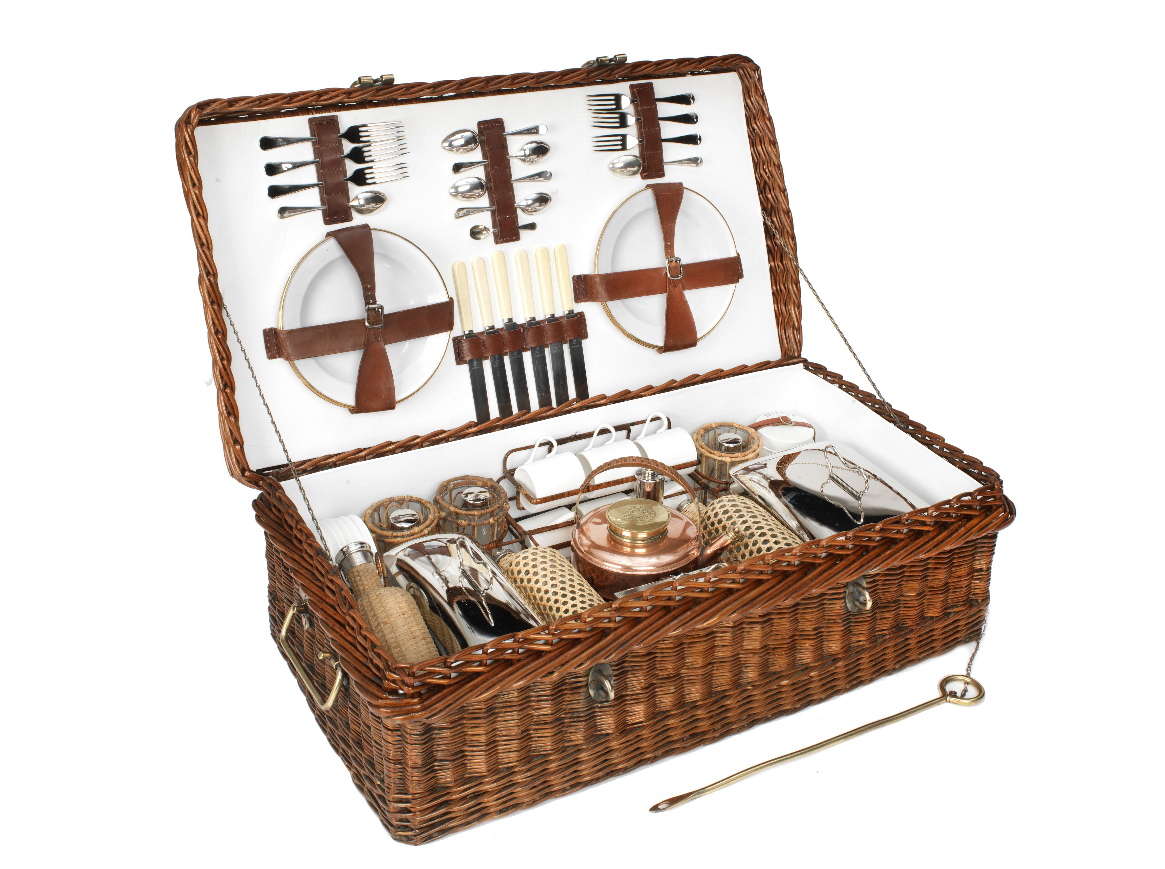 Bonhams Cars : An impressive wicker-cased picnic set for six persons by ...