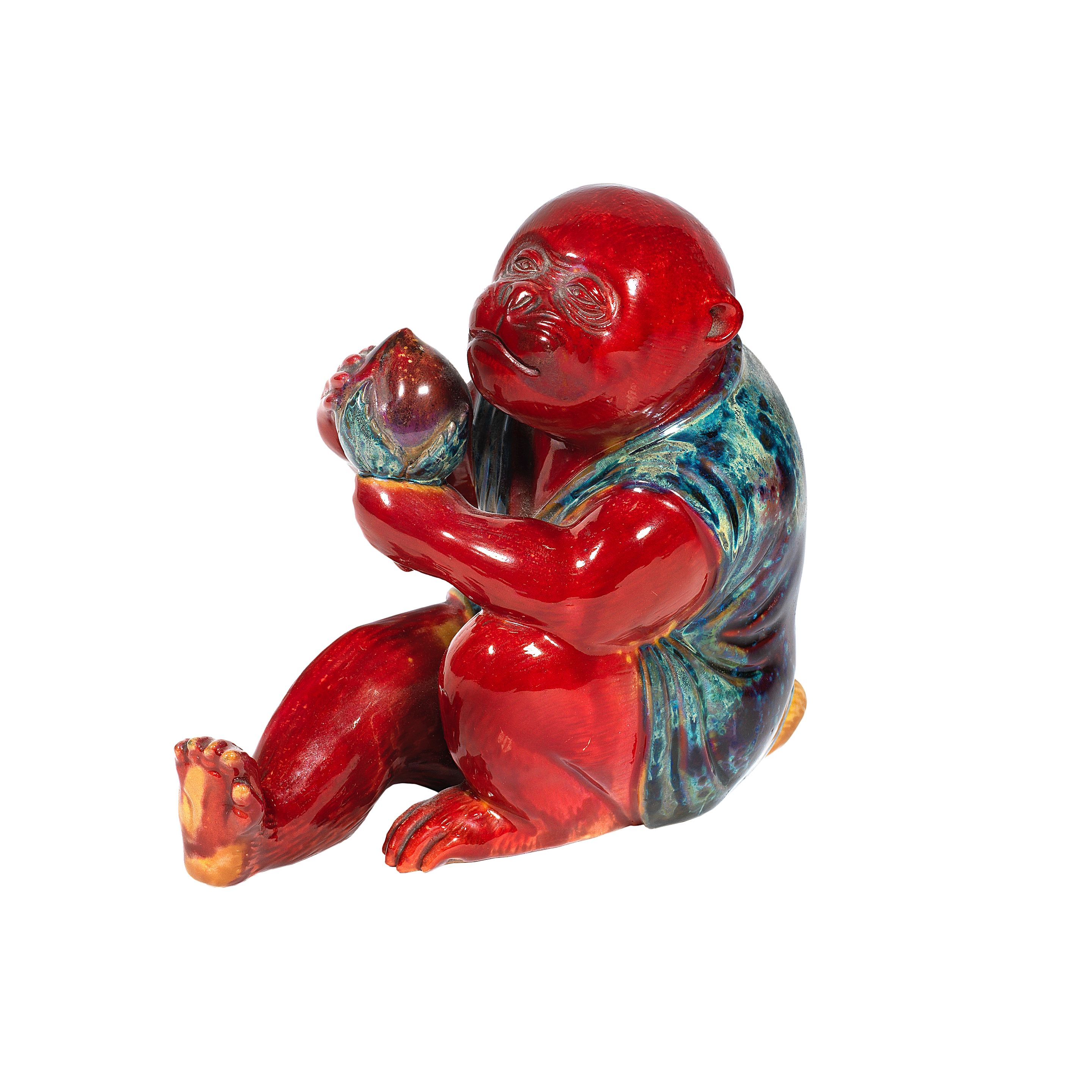 Bonhams : a flambé-glazed model of a seated monkey with kernel by ...
