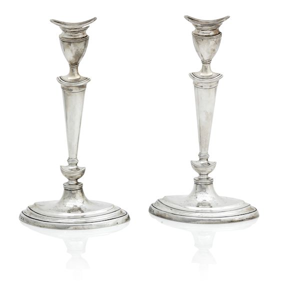 Bonhams : A pair of early 20th century silver candlesticks by ...
