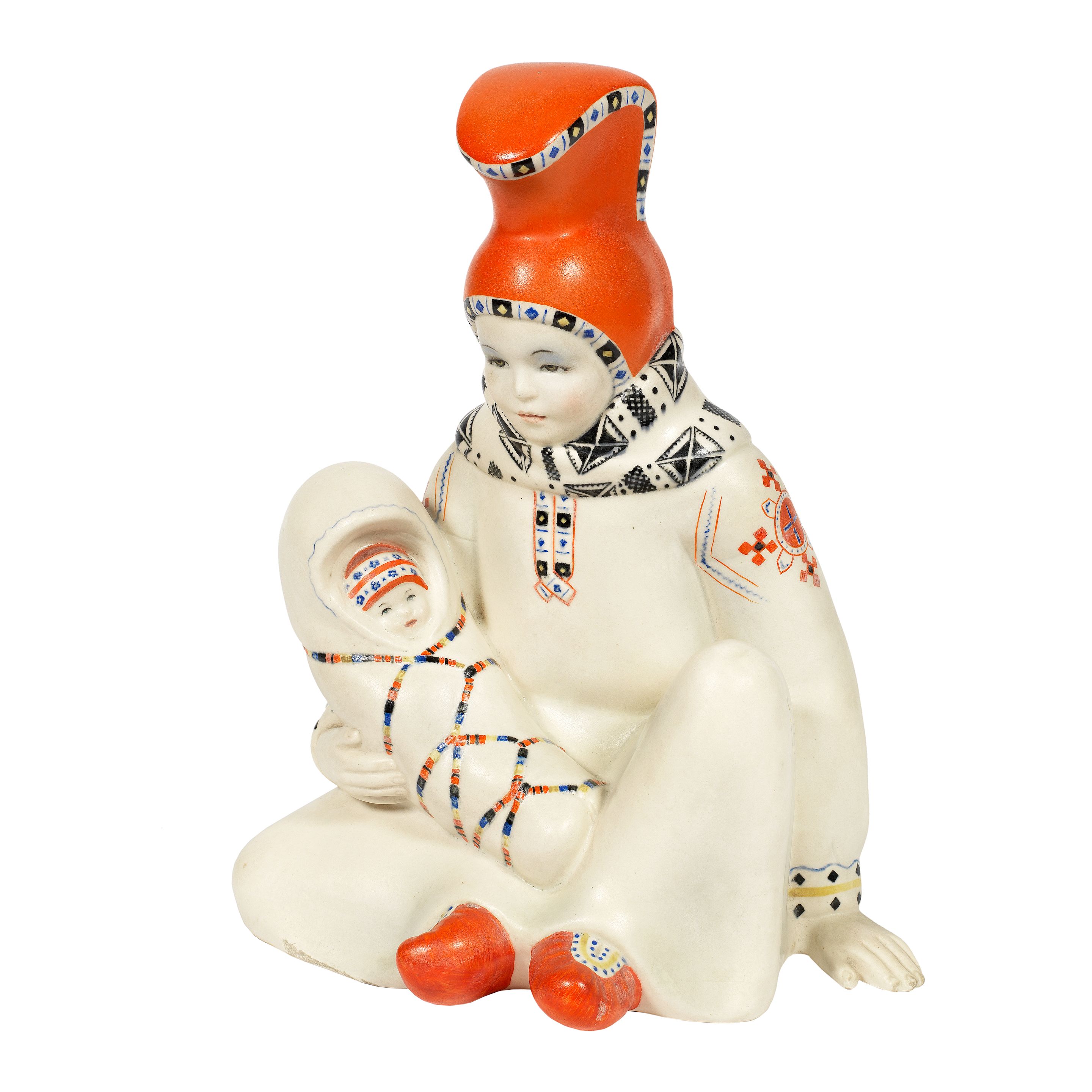 Bonhams : a lenci pottery study of an eskimo woman with child MAKER'S ...