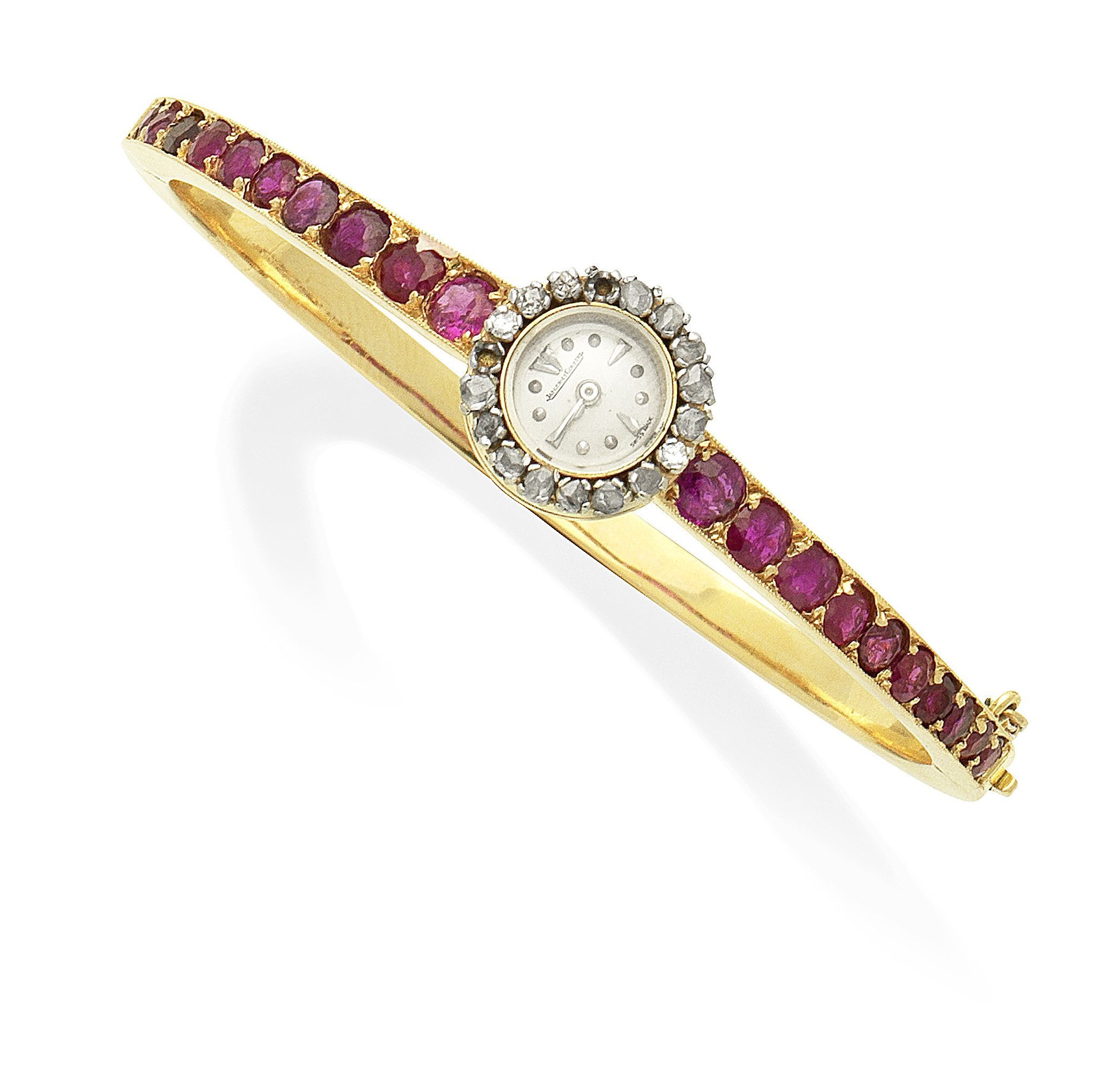 Bonhams : A ruby and diamond bangle watch, by Jaeger-LeCoultre