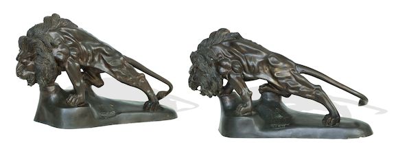 Bonhams : After Antoine-Louis Barye (French, 1795-1875), A pair of 20th ...