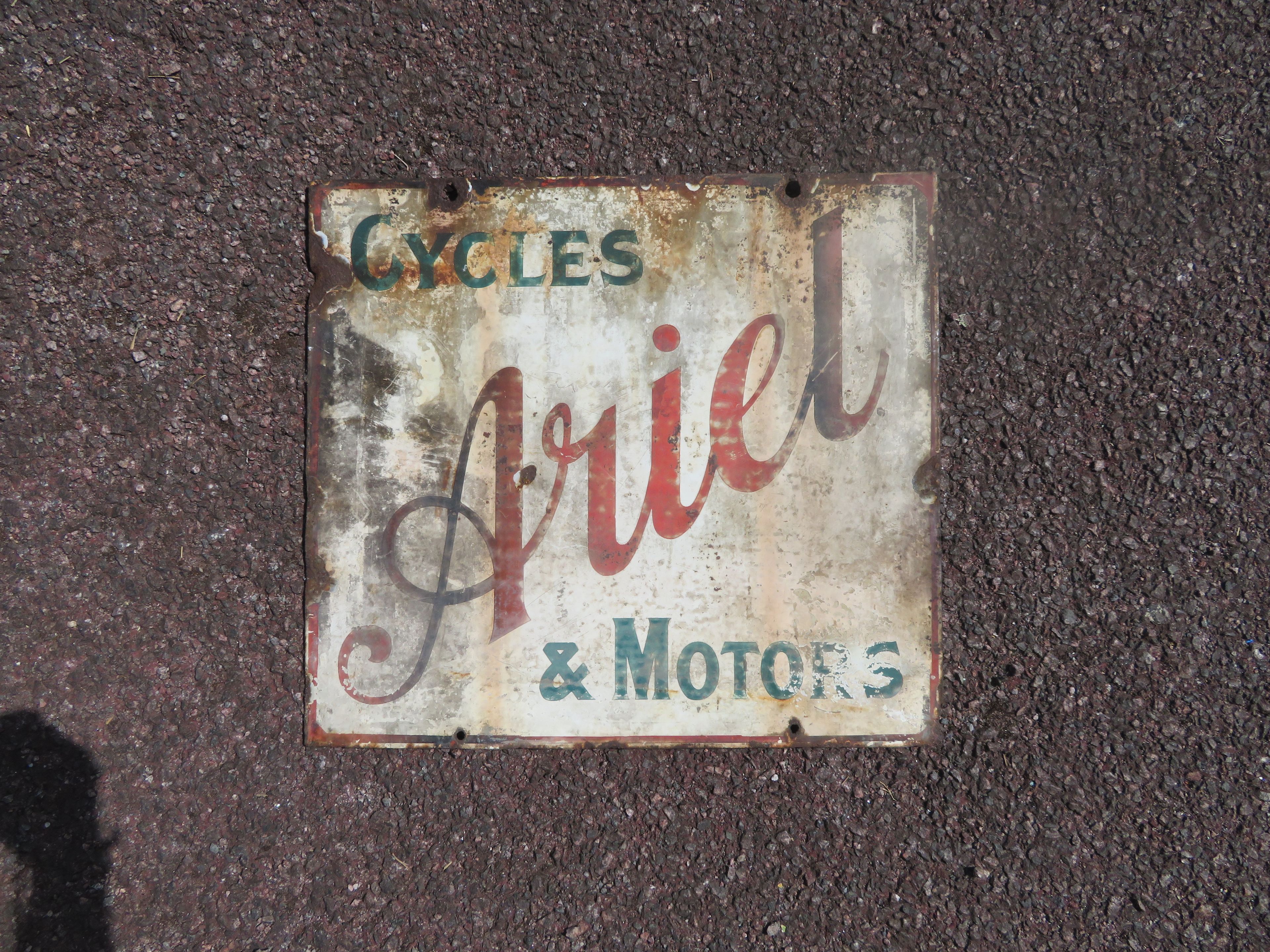 Bonhams Cars : An Ariel Cycles & Motors vitreous enamelled double-sided ...