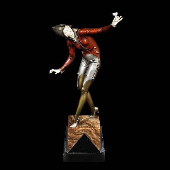 Bonhams : 'champagne dancer' an art deco silvered, cold-painted bronze ...