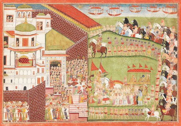 Bonhams : A scene from the Ramayana: Rama and Sita's return to Ayodhya ...