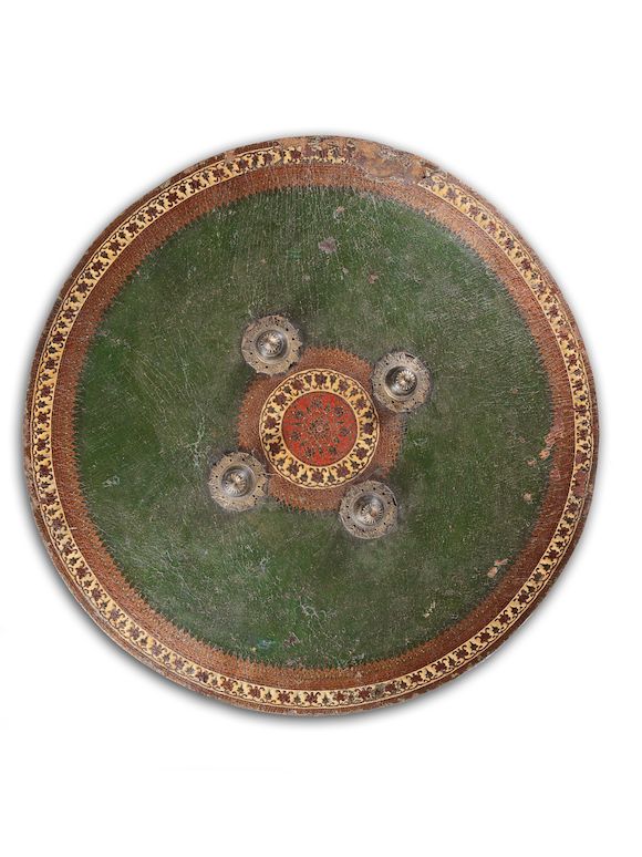 Bonhams : Three lacquered leather shields North India, 19th Century(3)