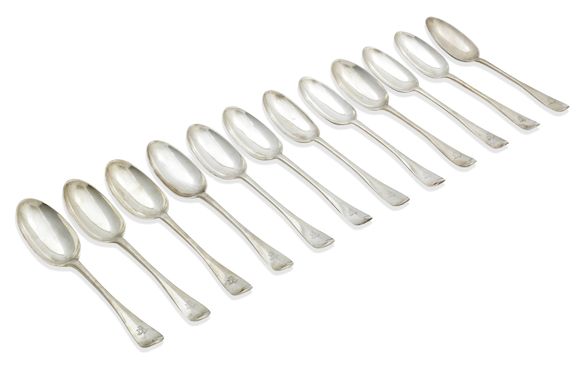 Bonhams : A good set of twelve Scottish silver spoons by Milne ...