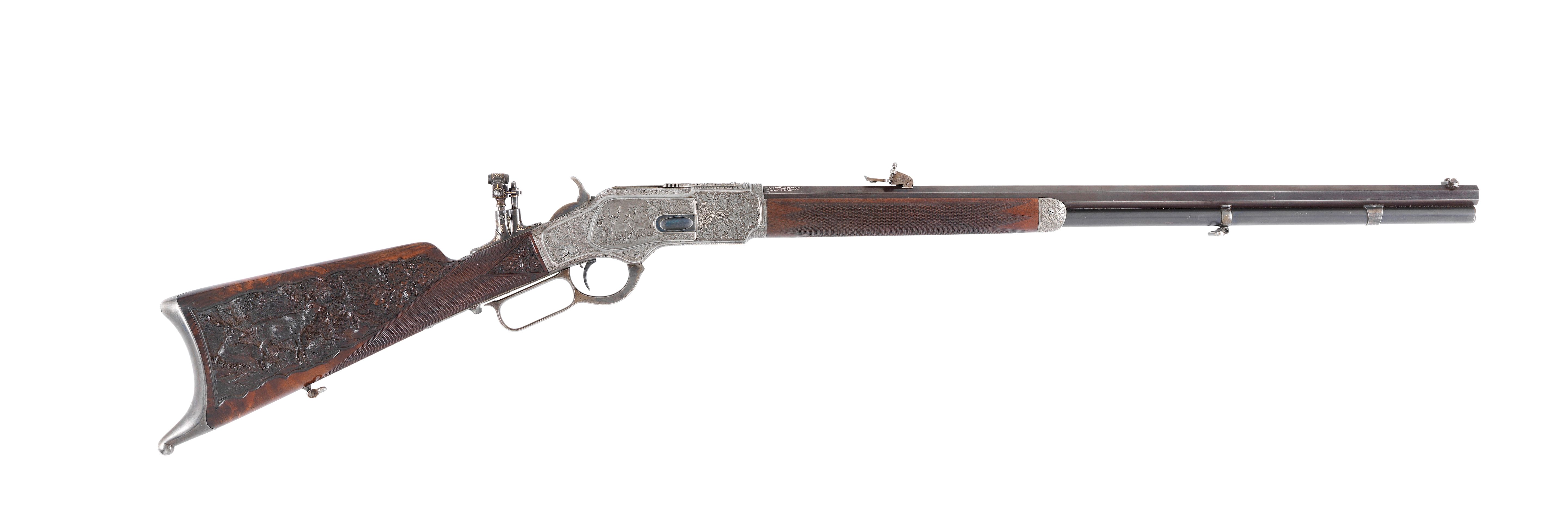 Bonhams : A fine custom-engraved and inlaid .38(W.C.F.) 'Model 1873 ...