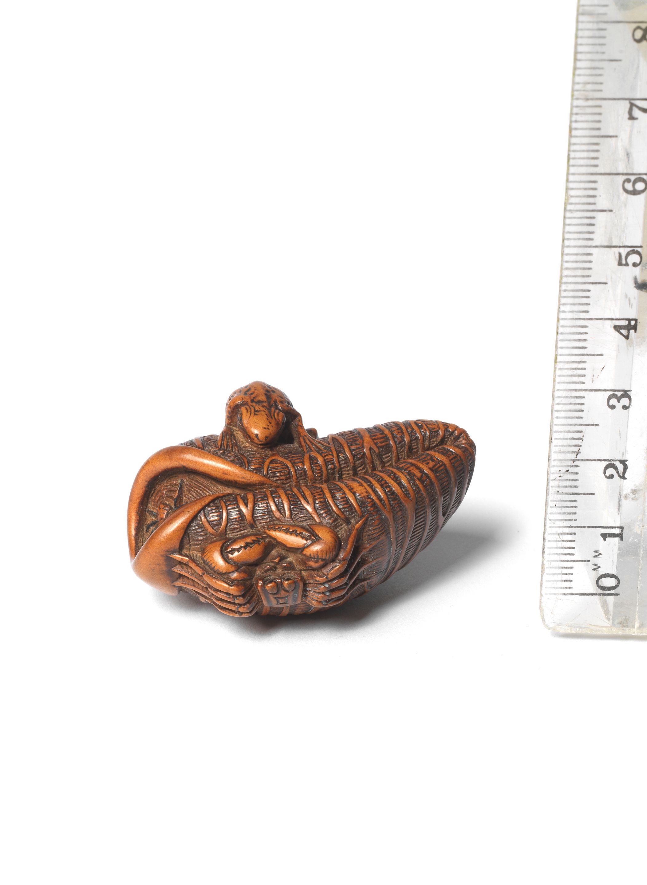 Bonhams : A boxwood netsuke of a frog and crab Edo period (1615-1868 ...
