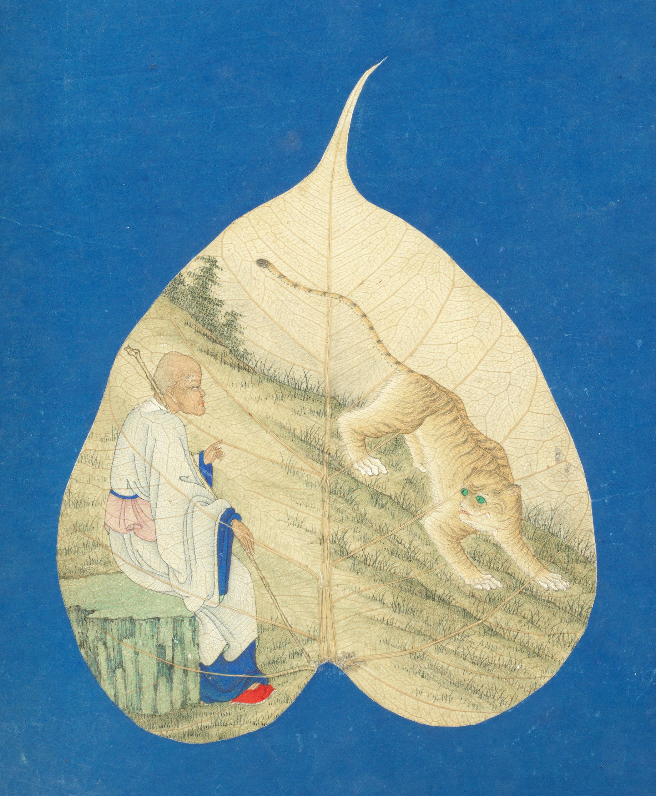 Bonhams : An album of Bodhi leaf paintings 19th century
