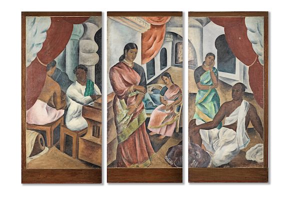 Bonhams : George Keyt (Sri Lanka, 1901 - 1993) Triptych 1929